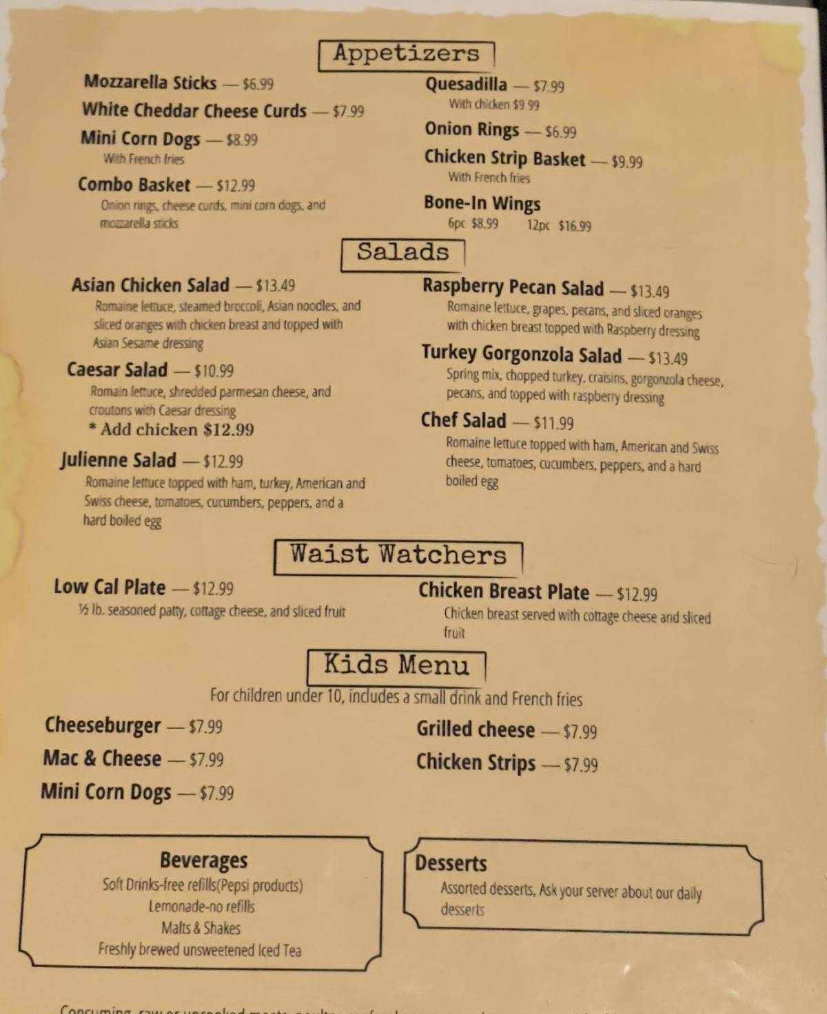Menu at Roadside Bar & Grill, Plymouth, N5575 WI-57