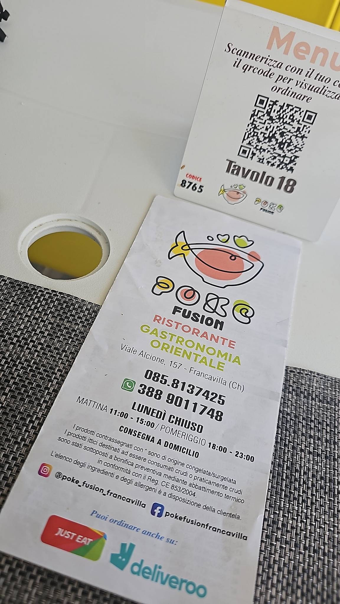 Menu da Poke Fusion ristorante, Francavilla al Mare