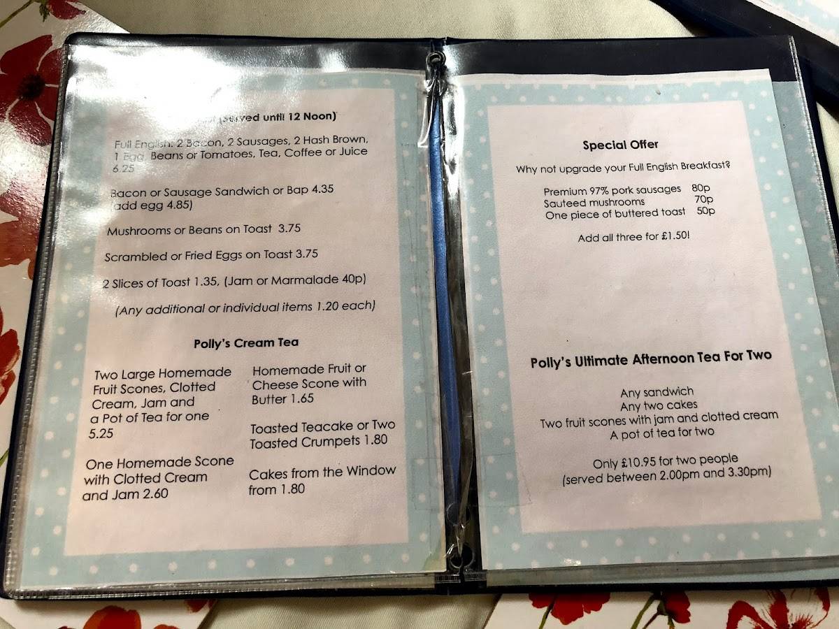 Menu at Polly's Pantry cafe, Lymington