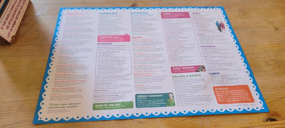 Menu at Ponto Lounge restaurant, Hull