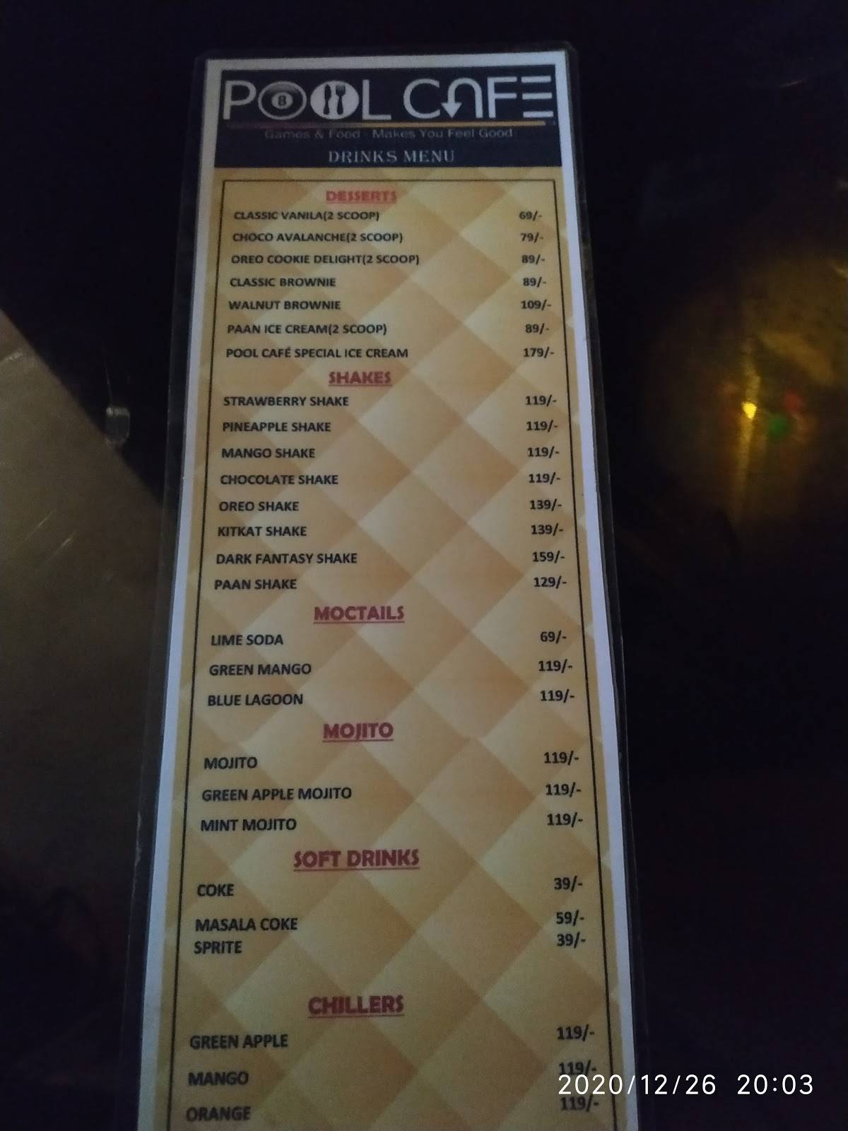 Menu at Pool Cafe, Kishanganj