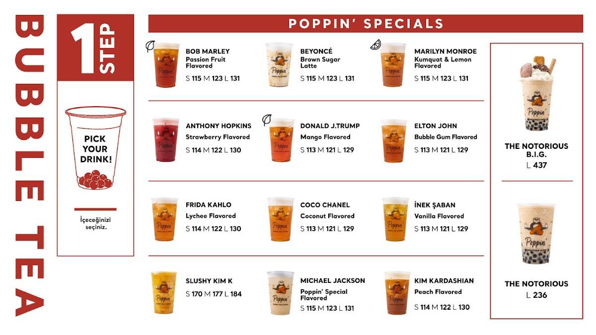 Menu at Poppin' Bubble Tea '& Coffee - First Avenue Beylikdüzü ...