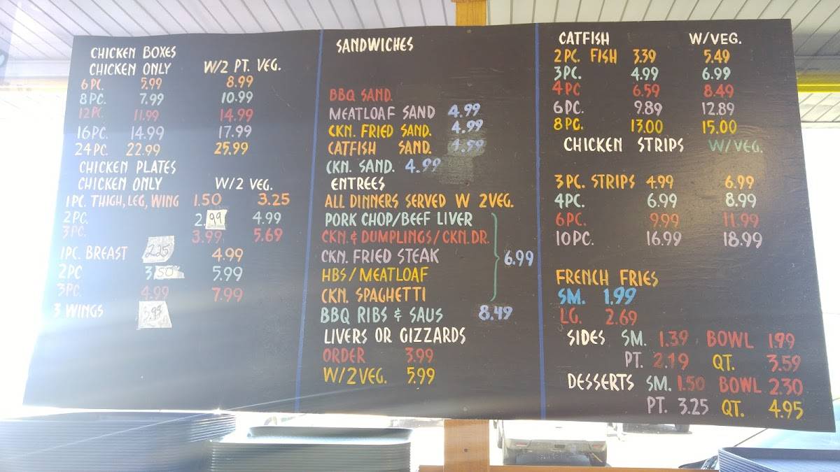 Menu at Pop's Fried Chicken fast food, Terrell