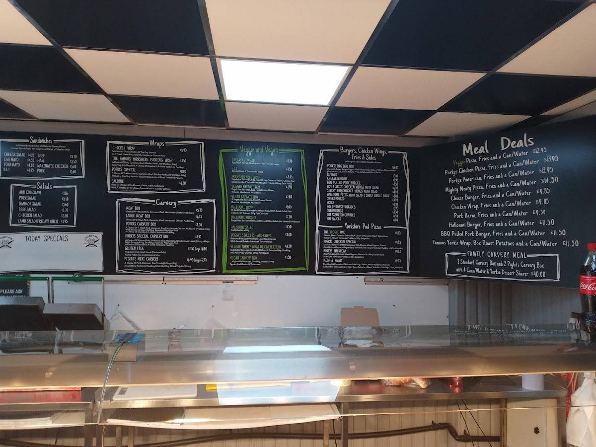 Menu at Porky Pig Street Food cafe, Manchester