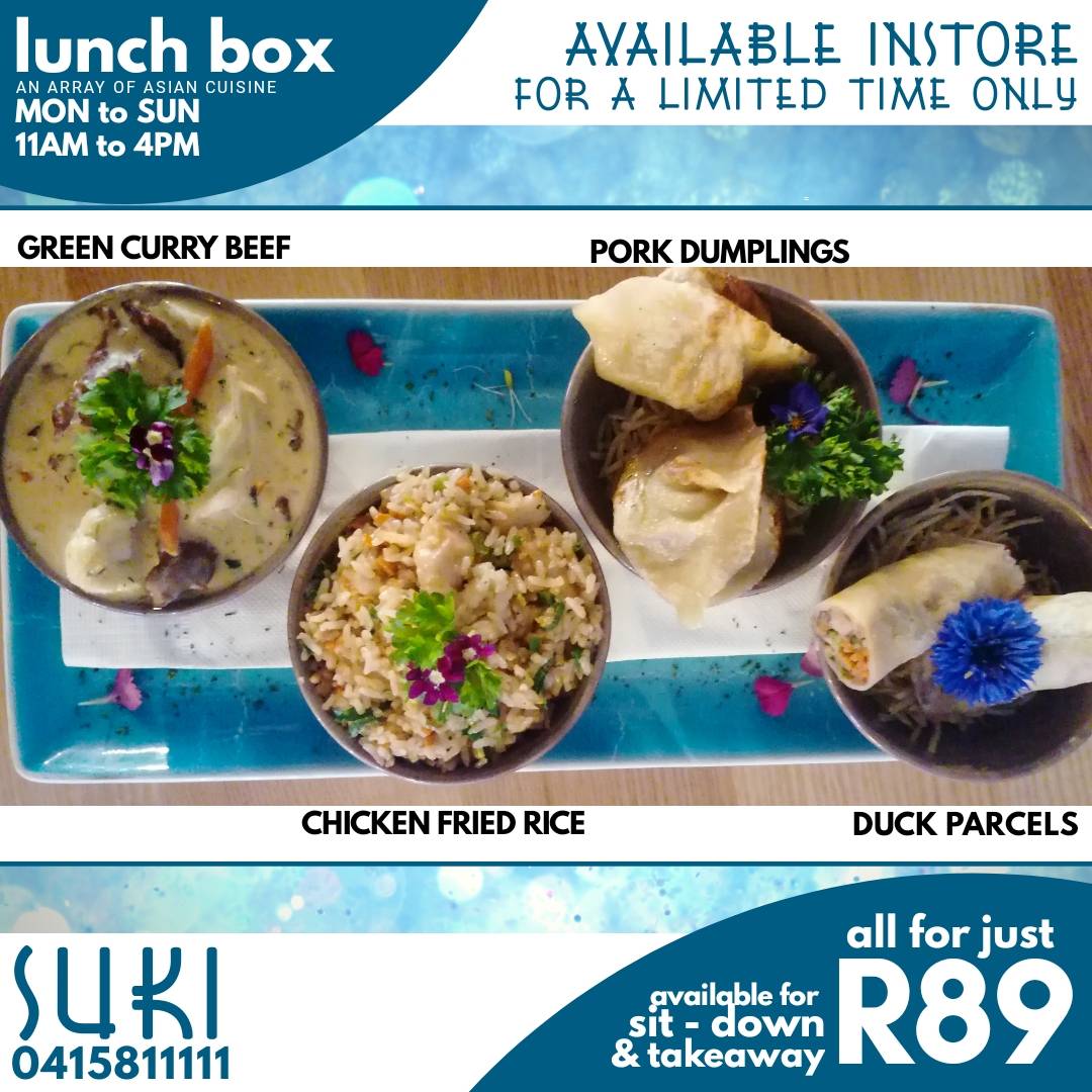 Menu at SUKI Sushi & Asian Cuisine restaurant, Port Elizabeth