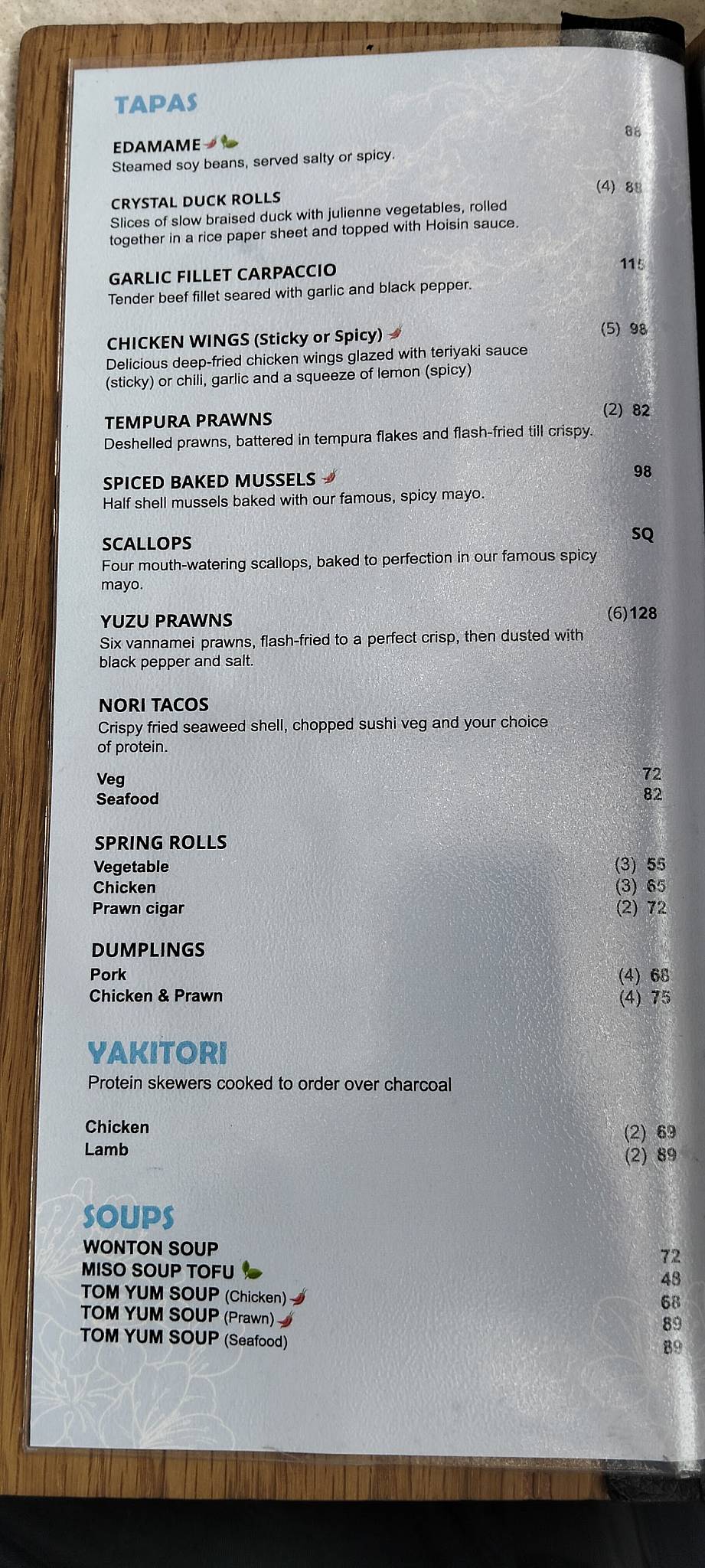Menu au SUKI Sushi & Asian Cuisine restaurant, Port Elizabeth