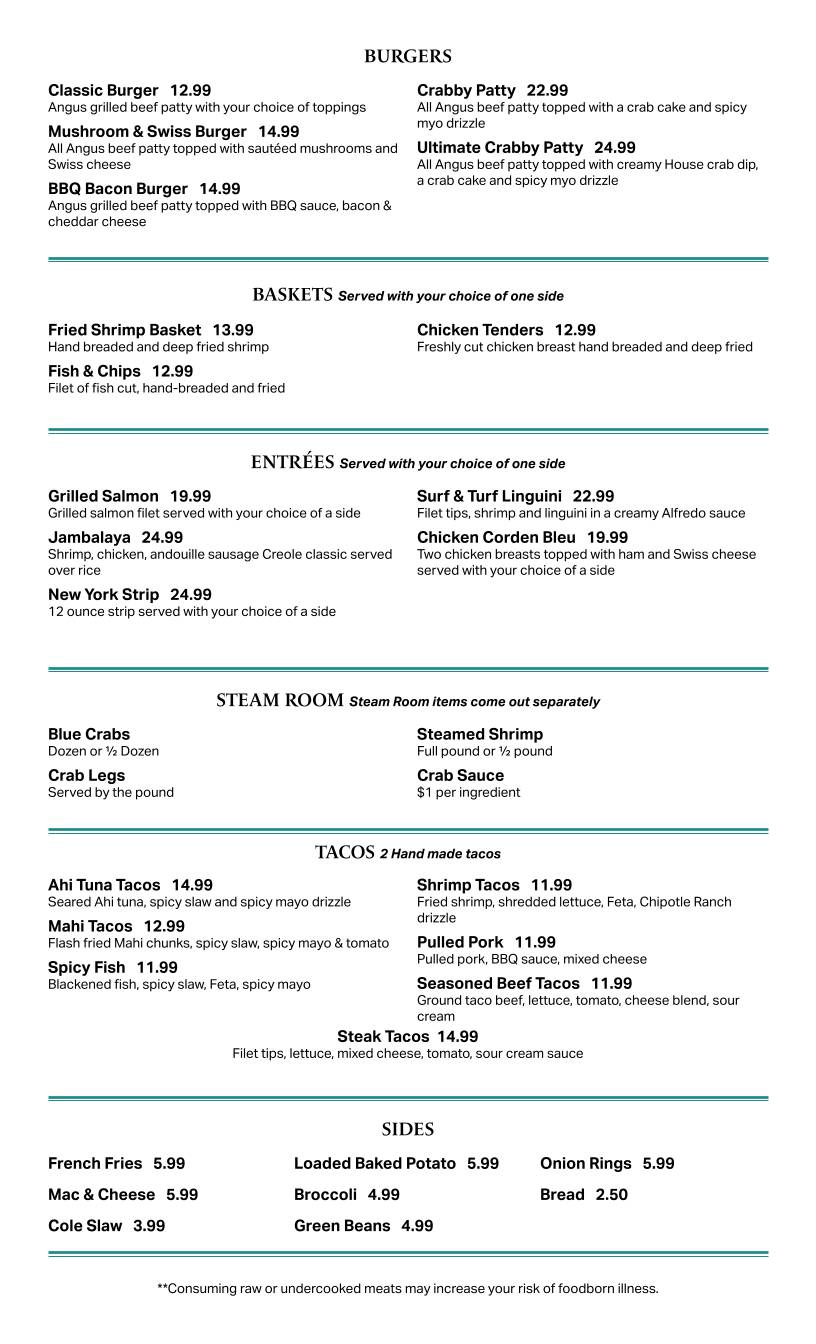 Carta de Port Tobacco Restaurant, Port Tobacco Village