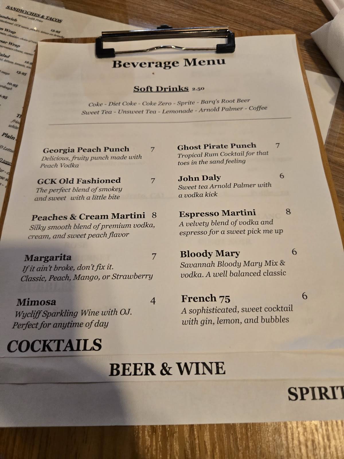 Menu at Georgia Comfort Kitchen restaurant, Port Wentworth