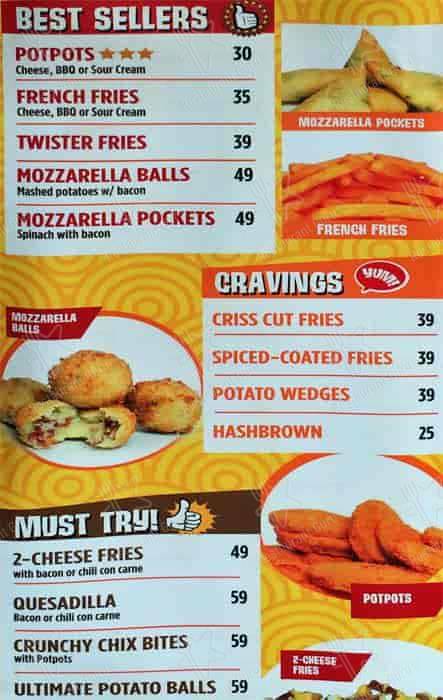 Menu at Potato Corner, Parañaque, GXFQ+6QF
