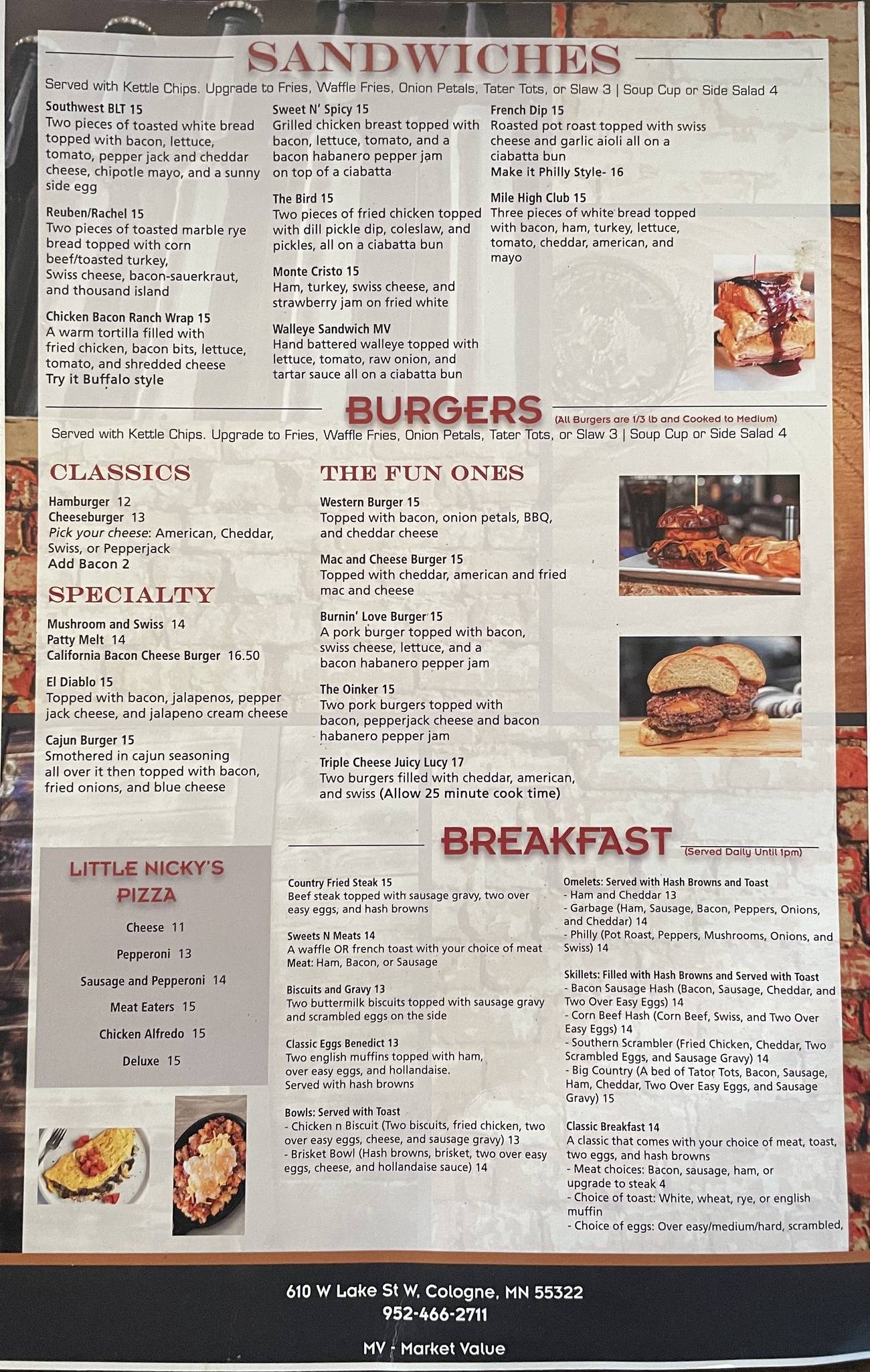 Menu at Pounder's Bar & Grill, Cologne