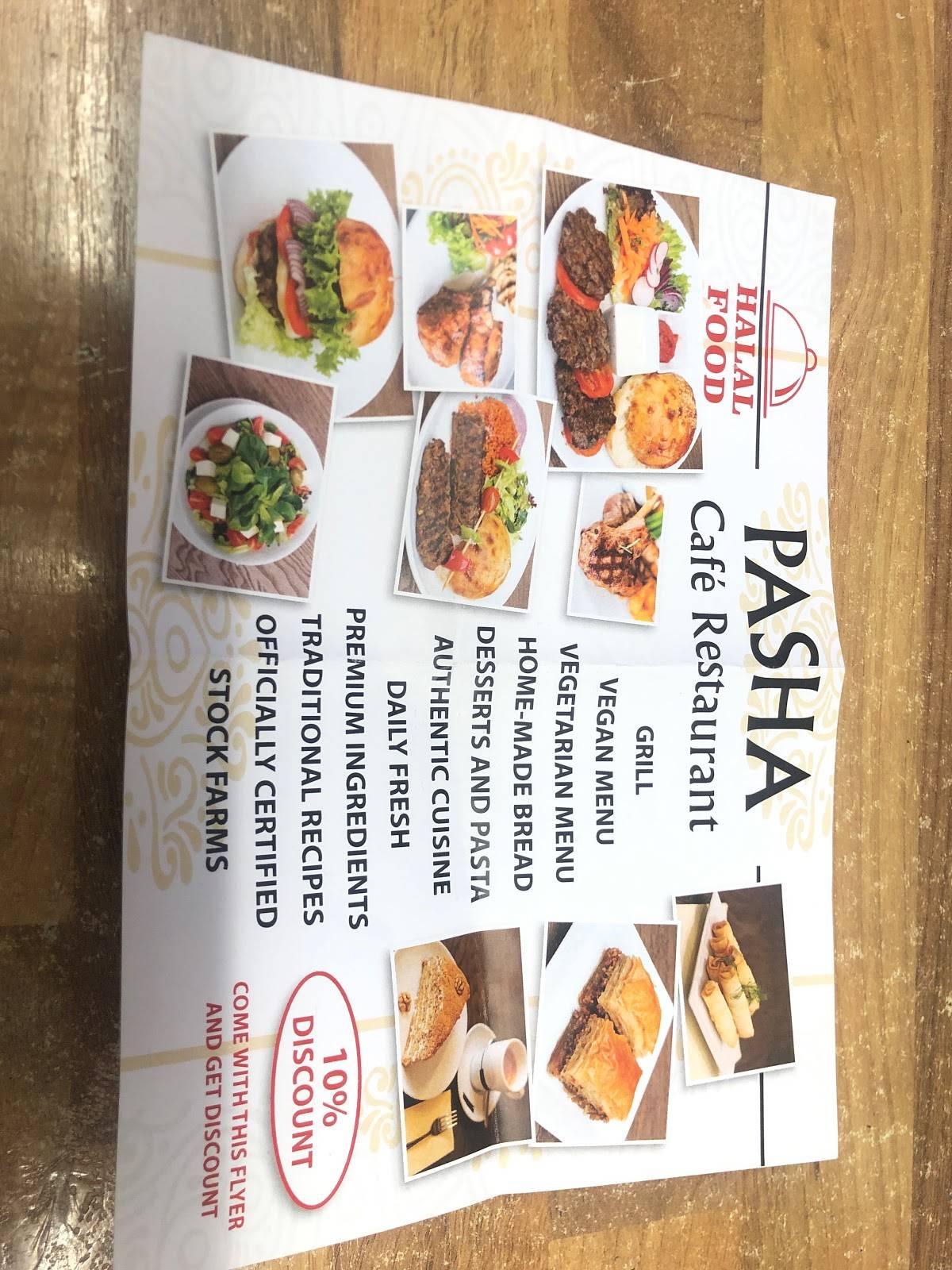 Menu at Pasha Restaurant, Prague