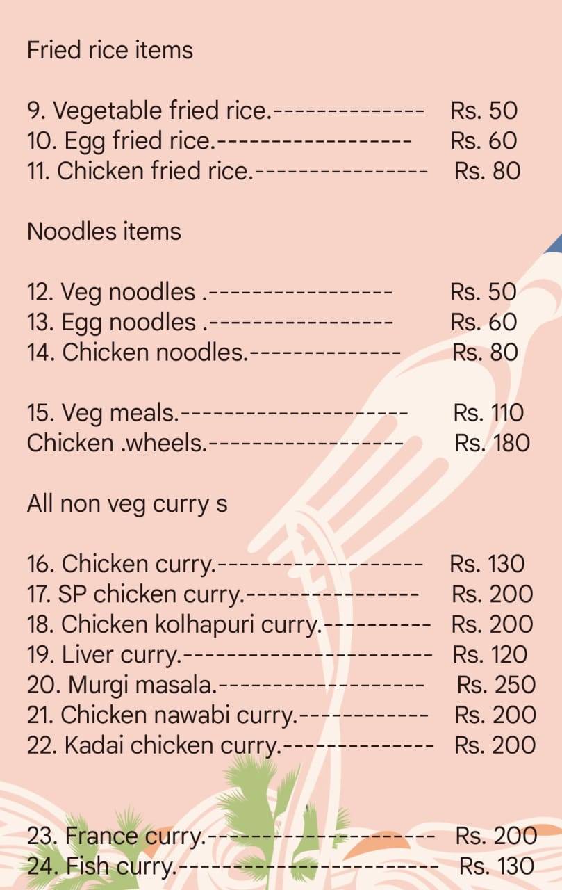 Menu at Prasad Hotel, Avanigadda