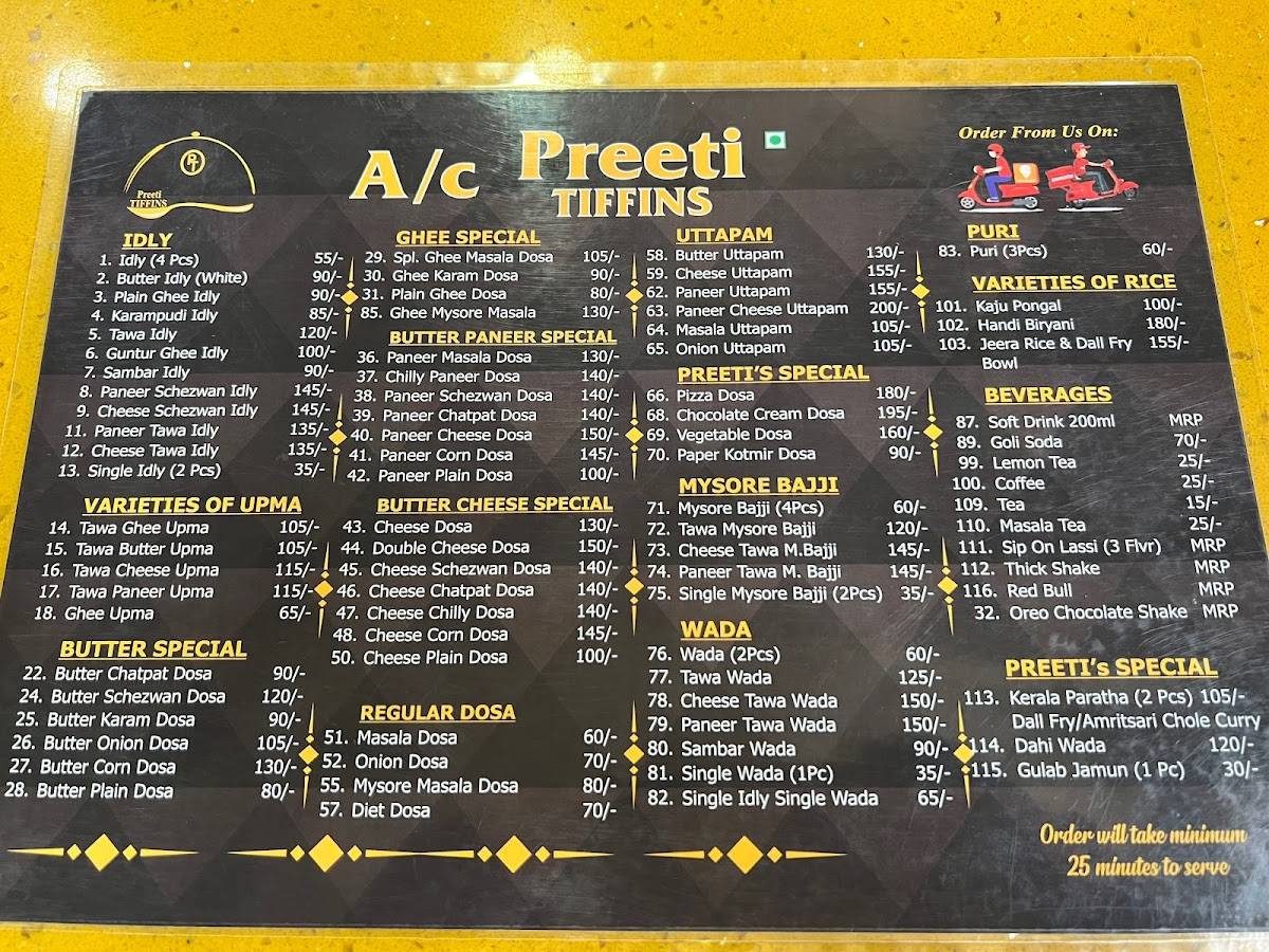 Menu at Preeti TIFFINS (Main Branch), Hyderabad, 1-53