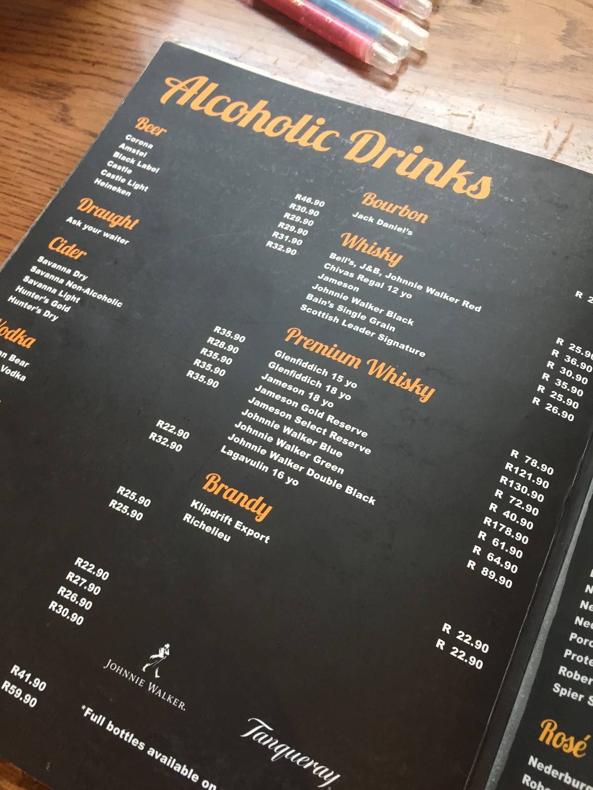 Menu at Foodchain restaurant, Pretoria, Menlyn Park