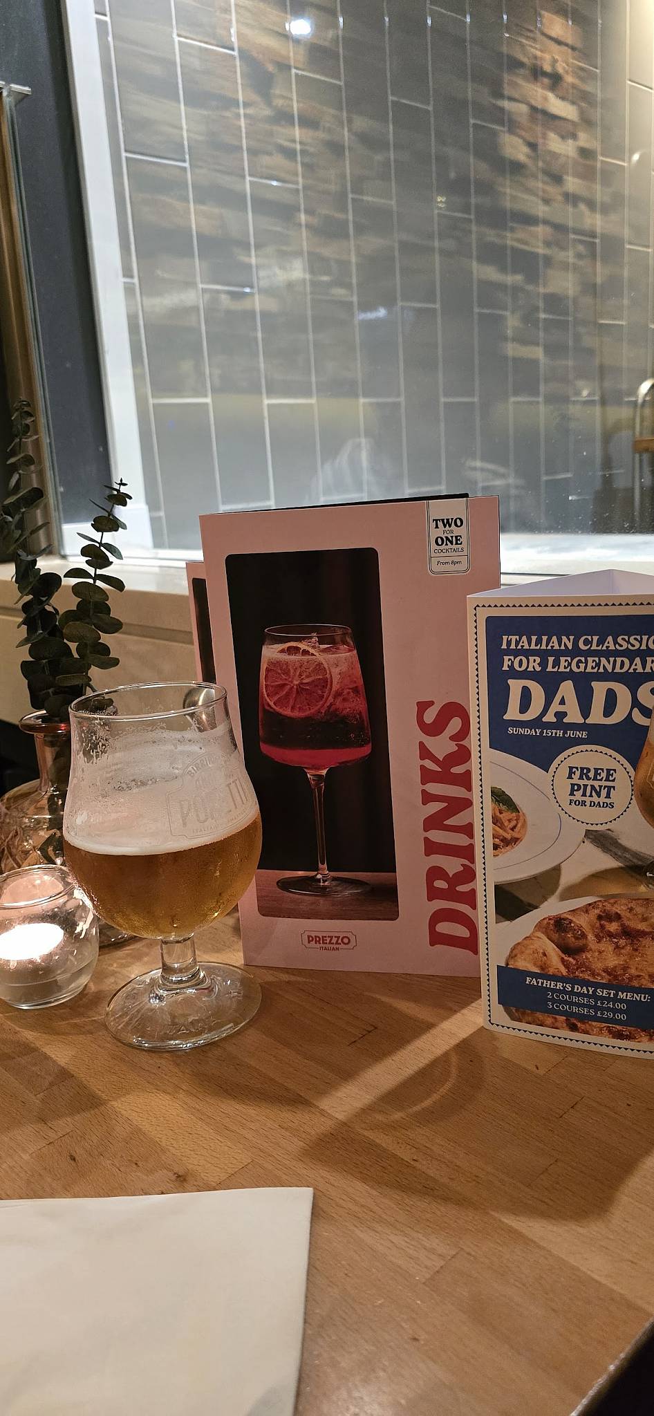 Menu at Prezzo restaurant, Nottingham, 21-23 Forman St