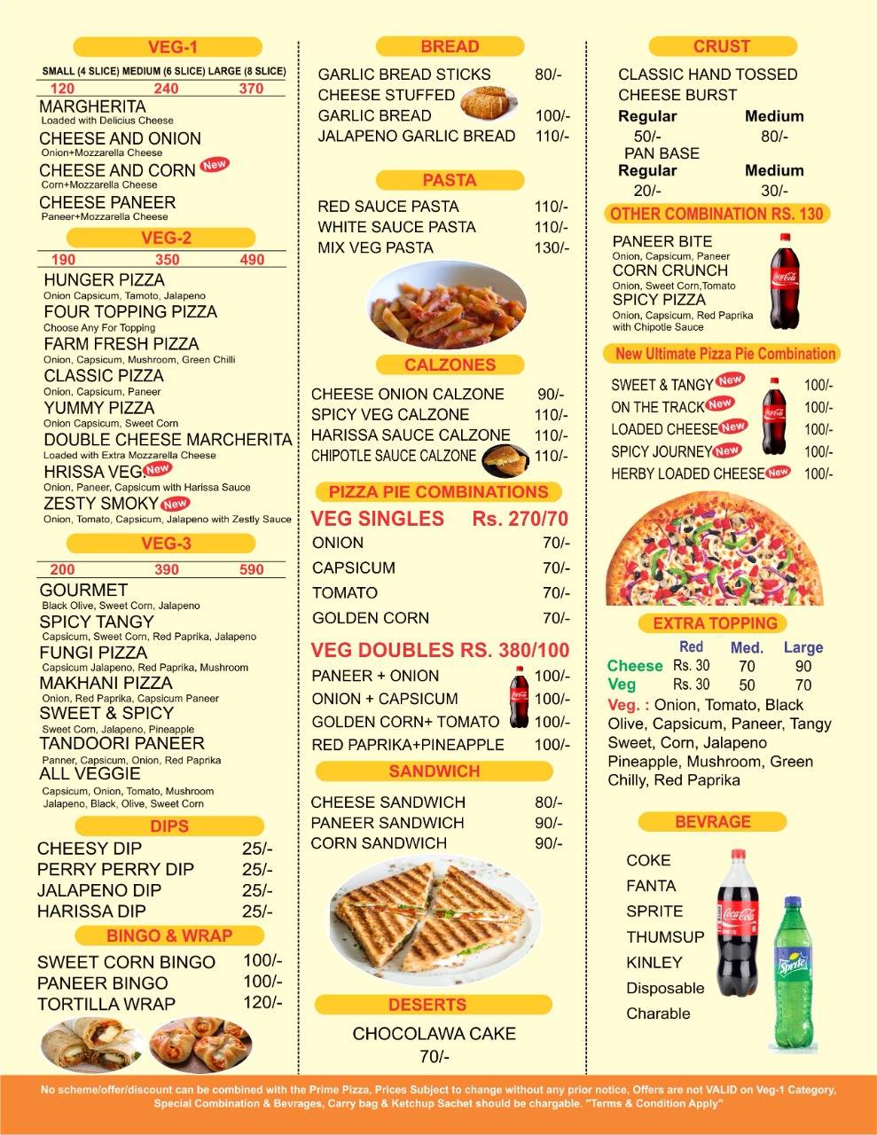 Menu at Prime Pizza, Hisar, Shop No. 53-54