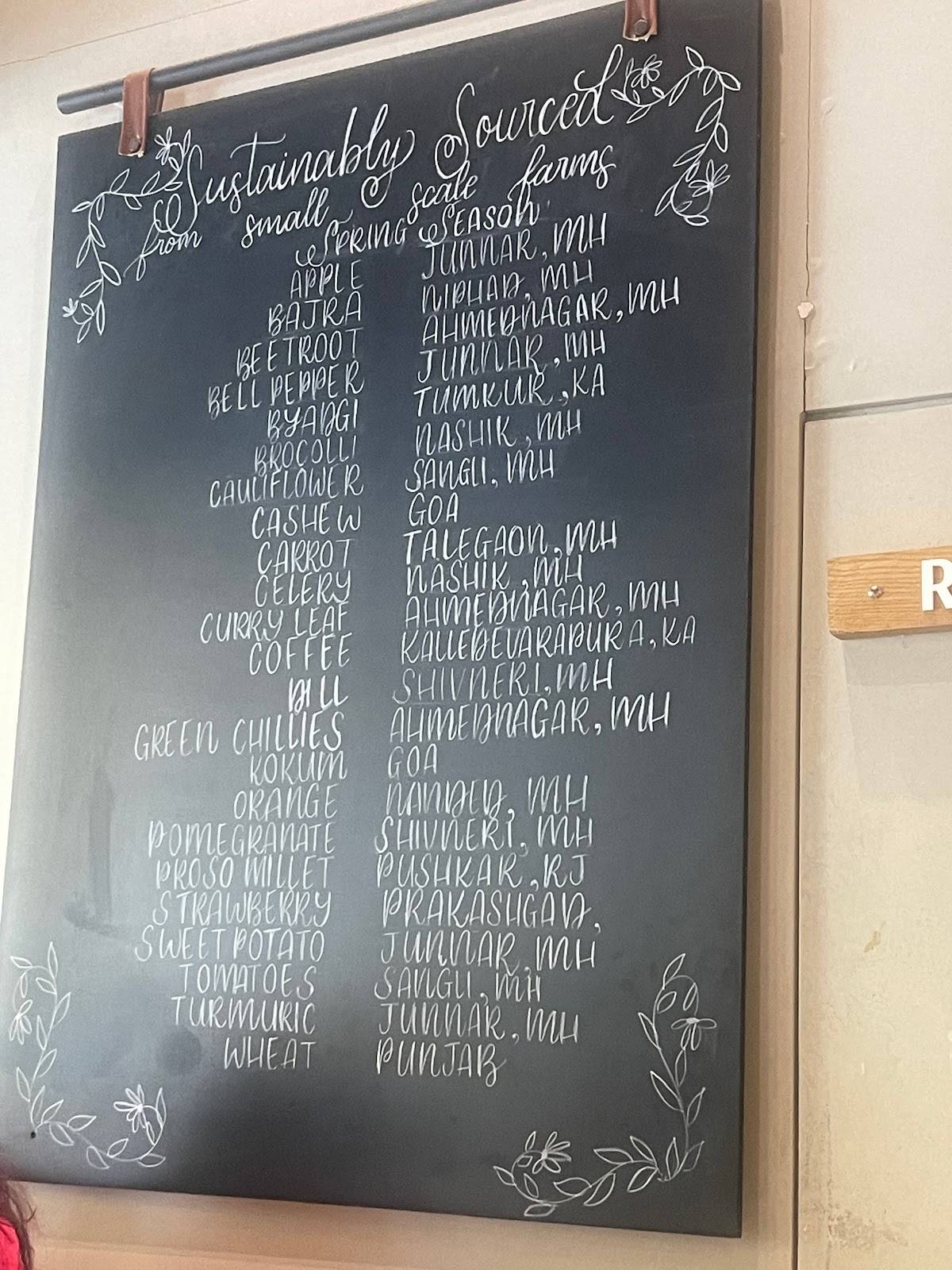 Menu at Project Hum, Mumbai