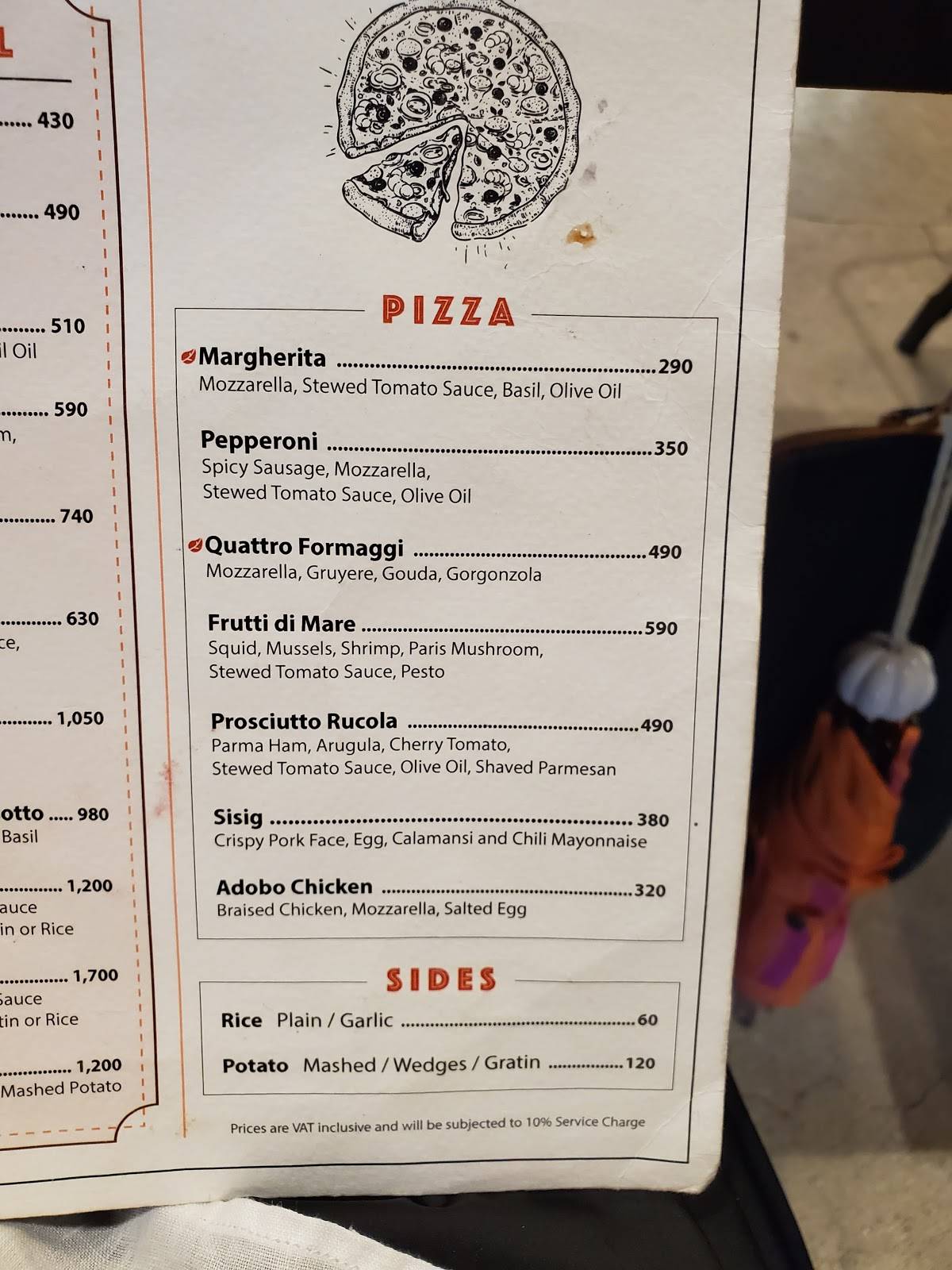 Menu at Prologue QC restaurant, Quezon City