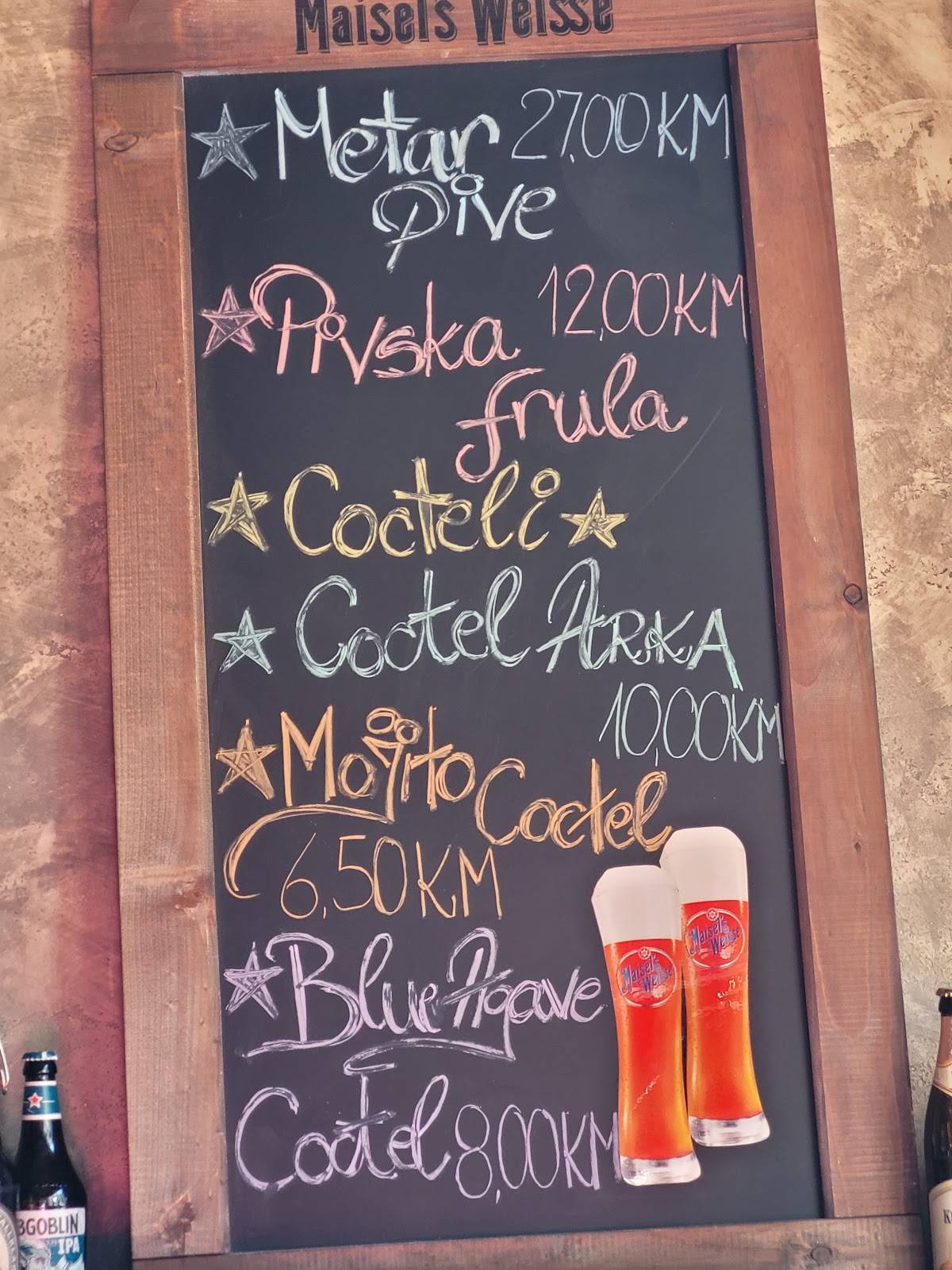 Menu at Pub Arka, Sarajevo