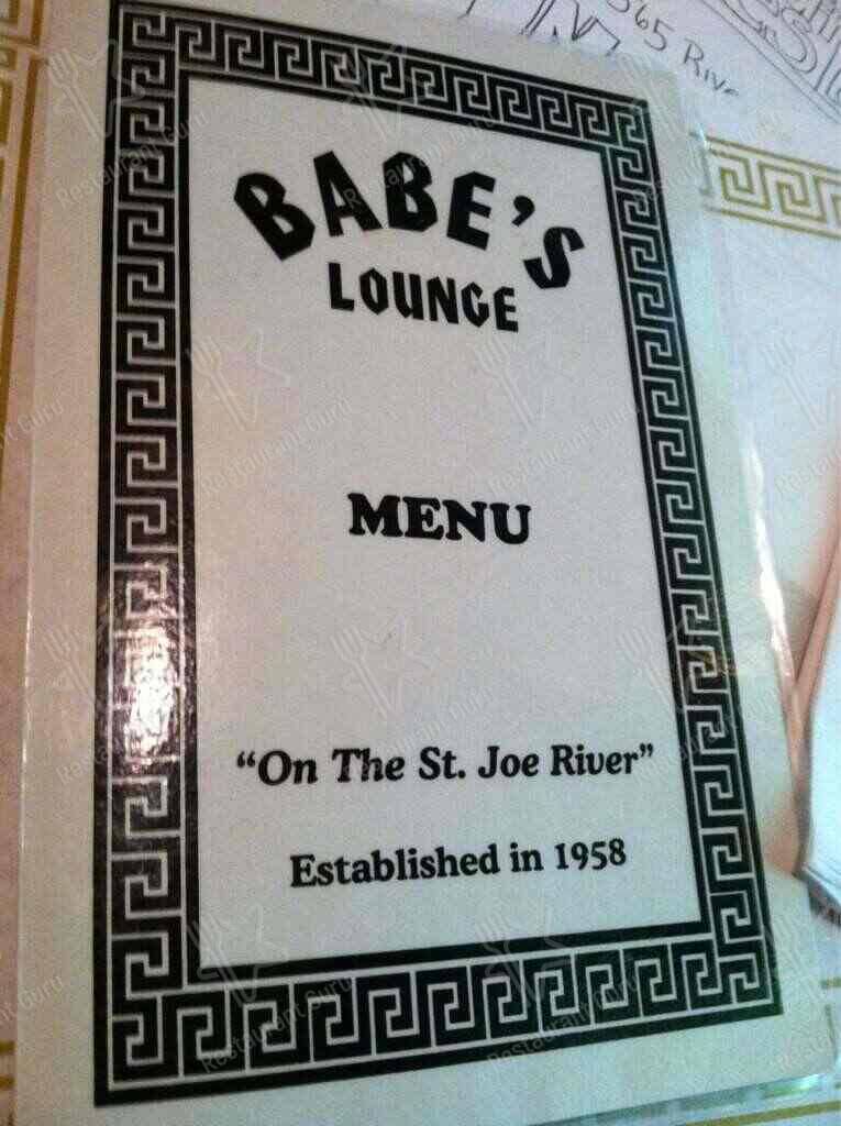 Menu at Babe’s Riverfront Bar & Grill, Benton Harbor