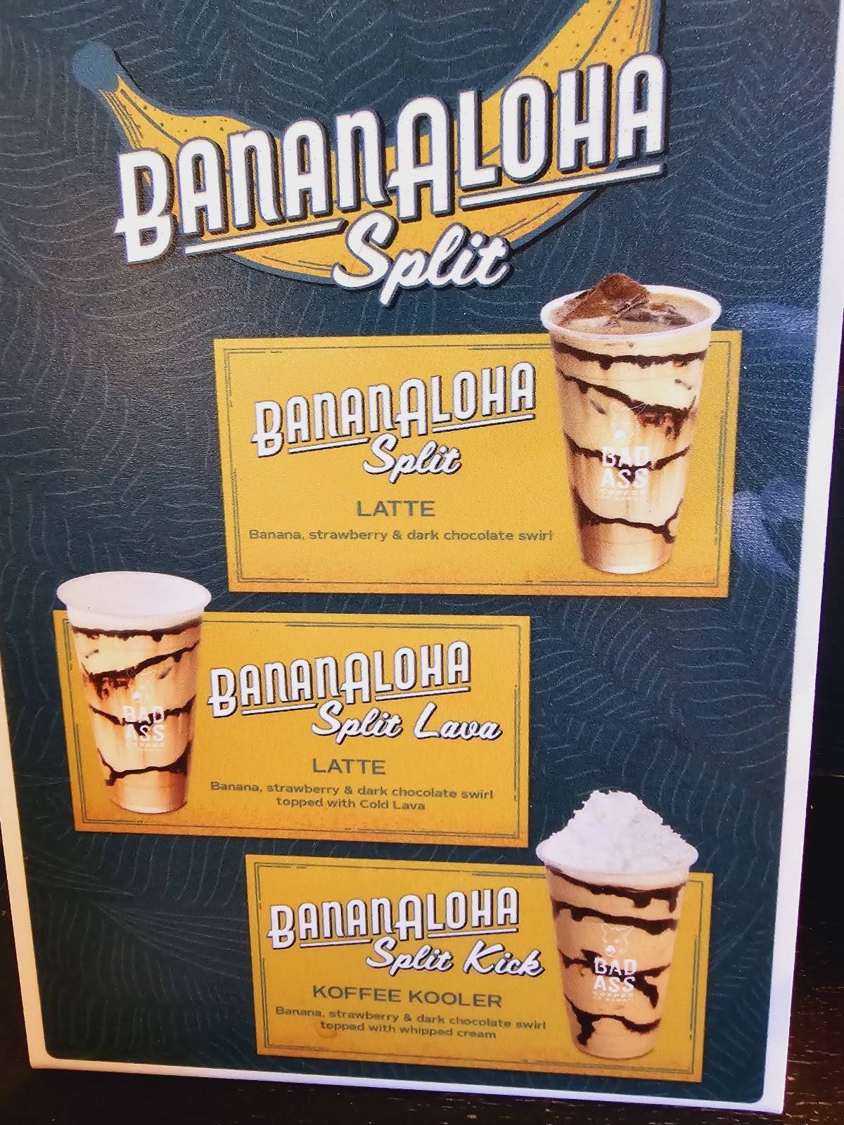 Menu at Bad Ass Coffee of Hawaii pub & bar, Peyton
