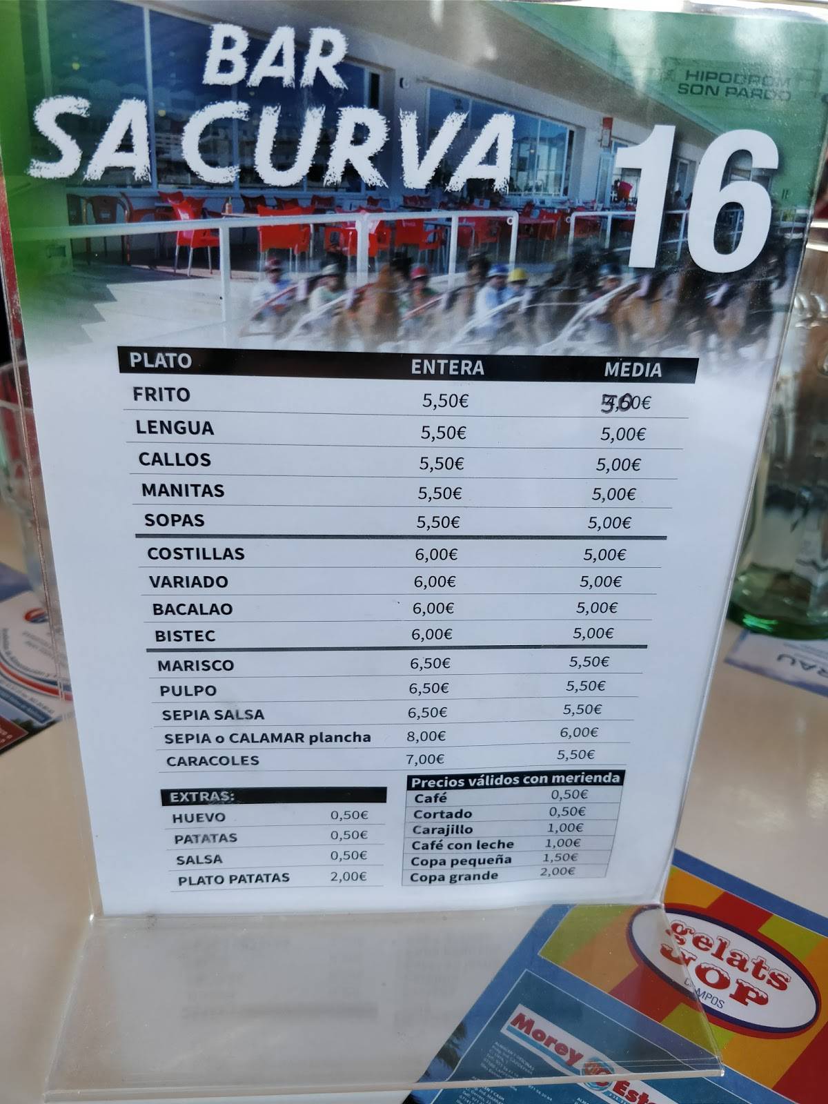 Carta de Bar Sa Curva., Palma de Mallorca, Carrer San Francisco de Sales