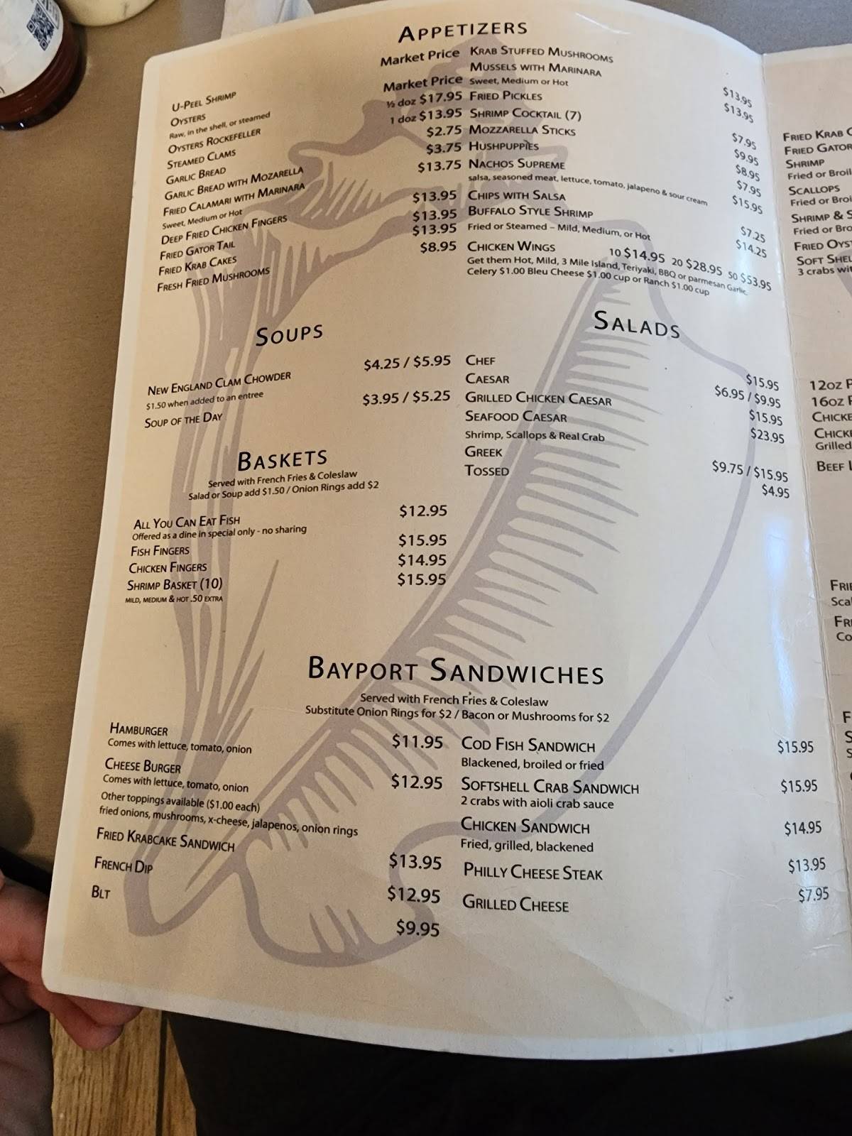 Menu at Bayport Inn pub & bar, Bayport, Cortez Blvd