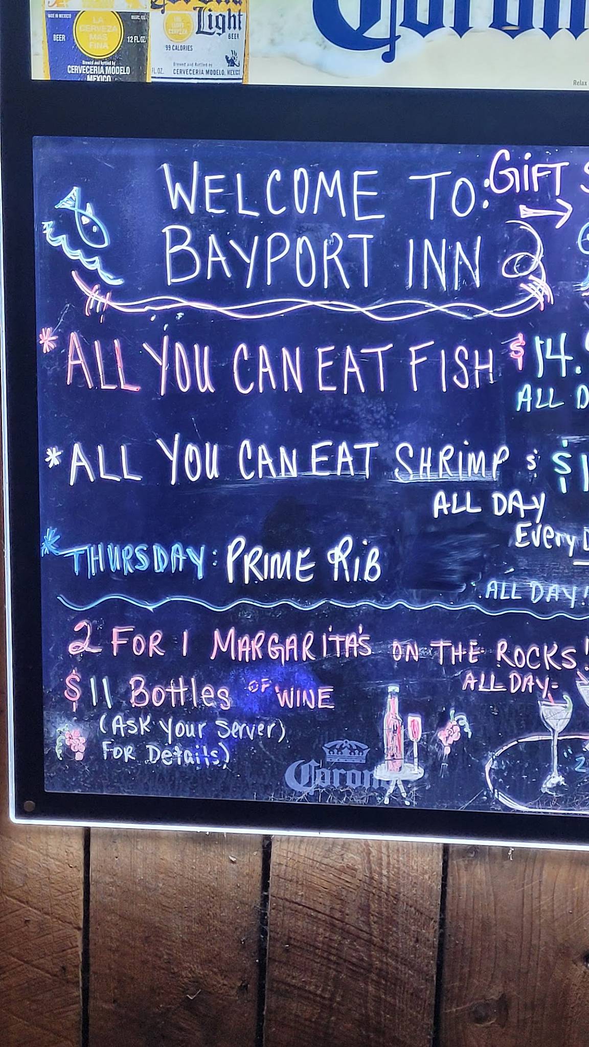 Menu at Bayport Inn pub & bar, Bayport, Cortez Blvd