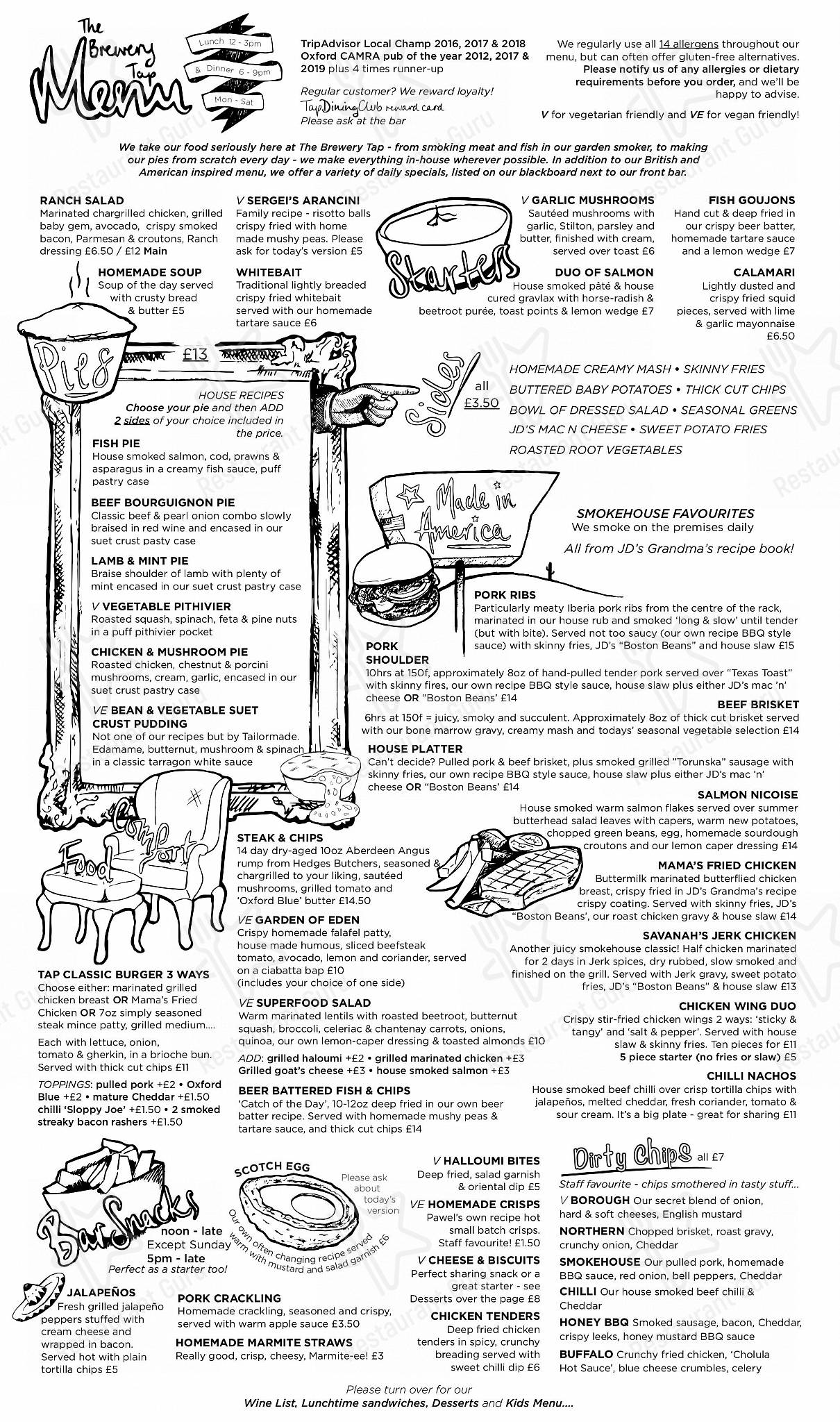 Menu at The Brewery Tap pub & bar, Abingdon