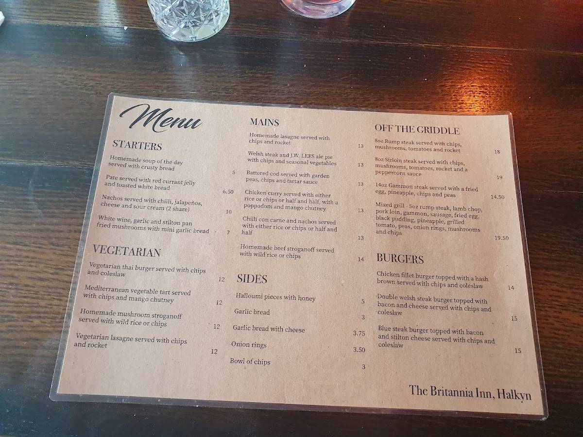 Menu at Britannia Inn Halkyn pub & bar, Halkyn