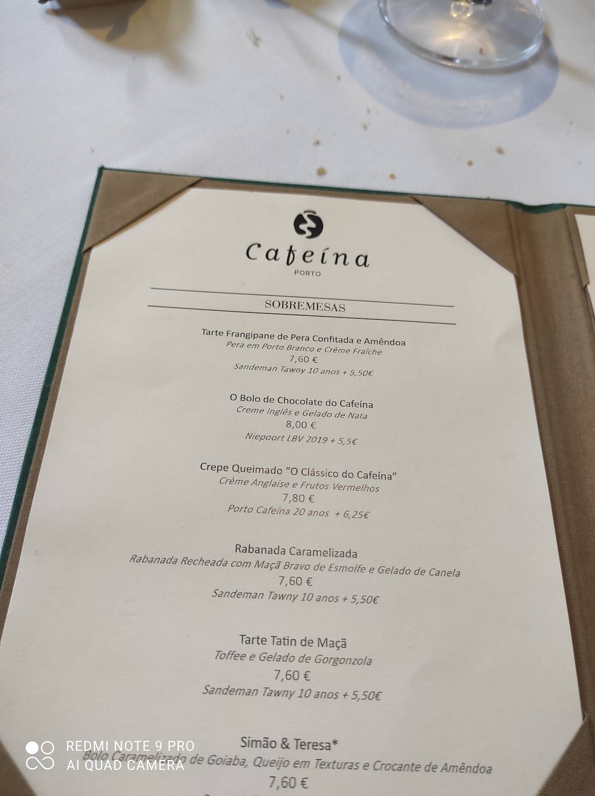 Menu at Cafeina, Porto
