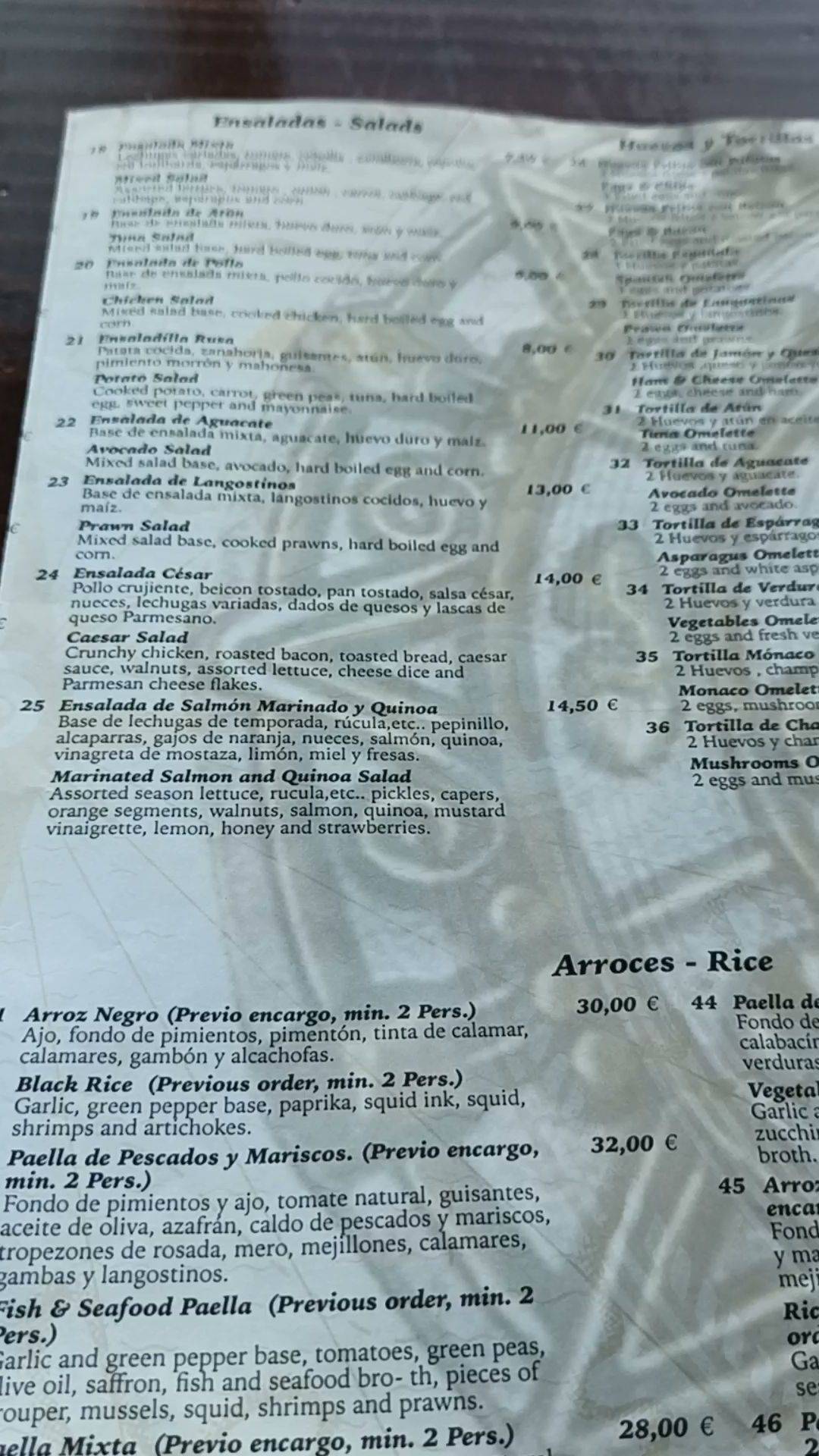 Menu at Chiringuito Royal Beach Pirata pub & bar, Marbella