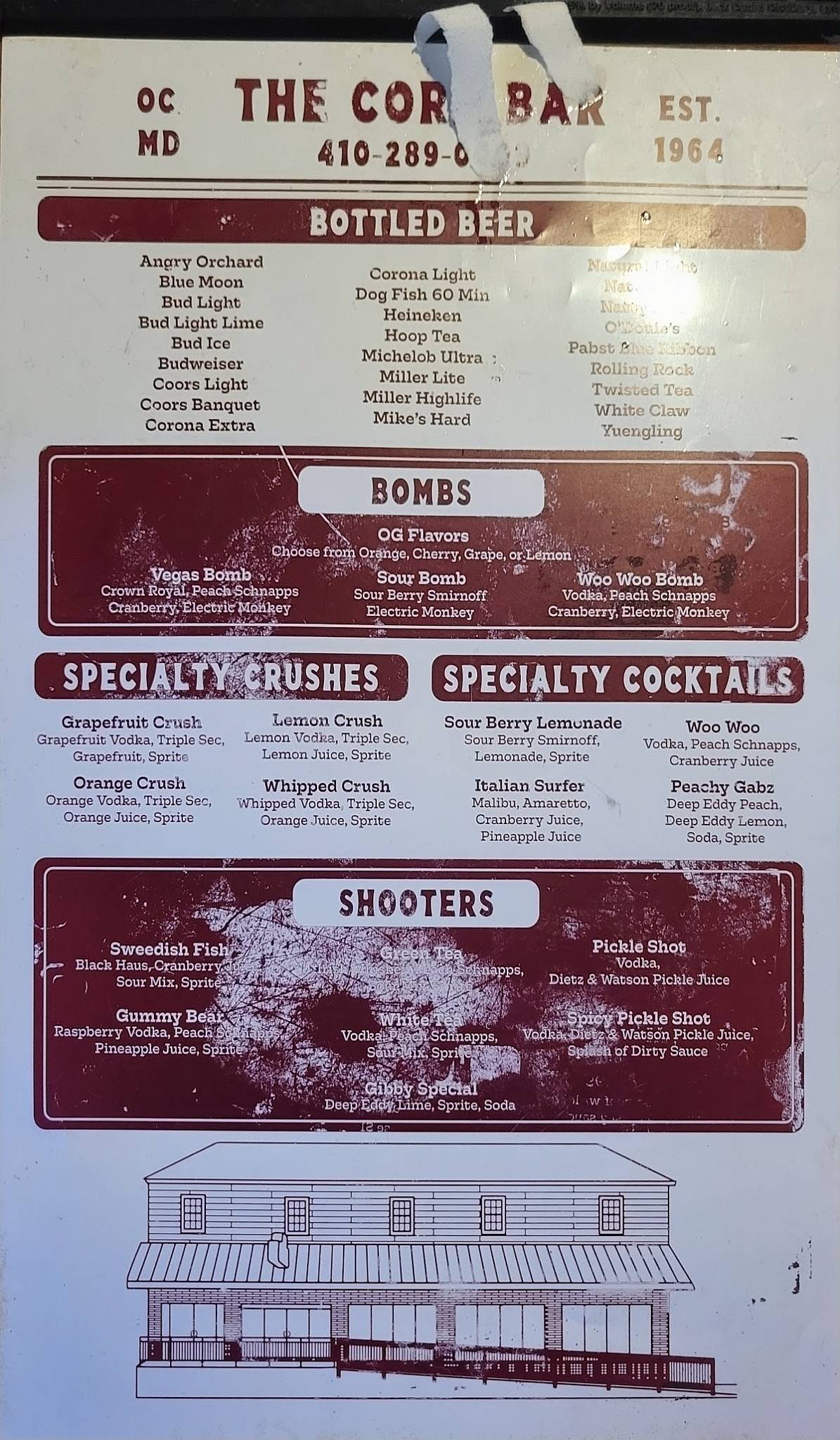 Menu at Cork Bar, Ocean City
