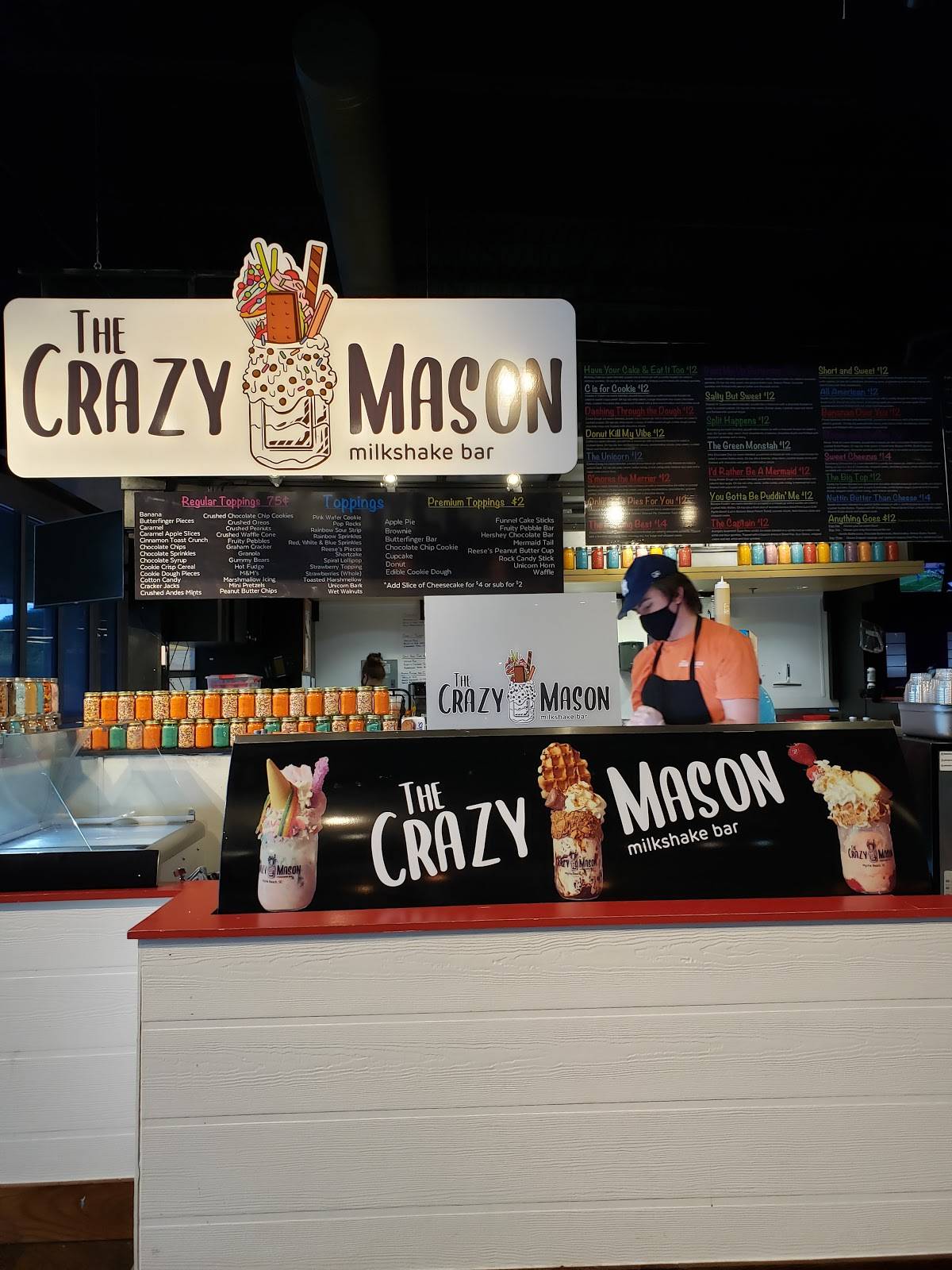 Menu at The Crazy Mason Milkshake Bar, Myrtle Beach