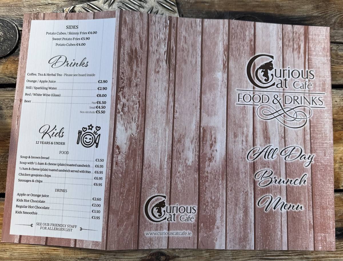 Menu at Curious Cat Café pub & bar, Killarney