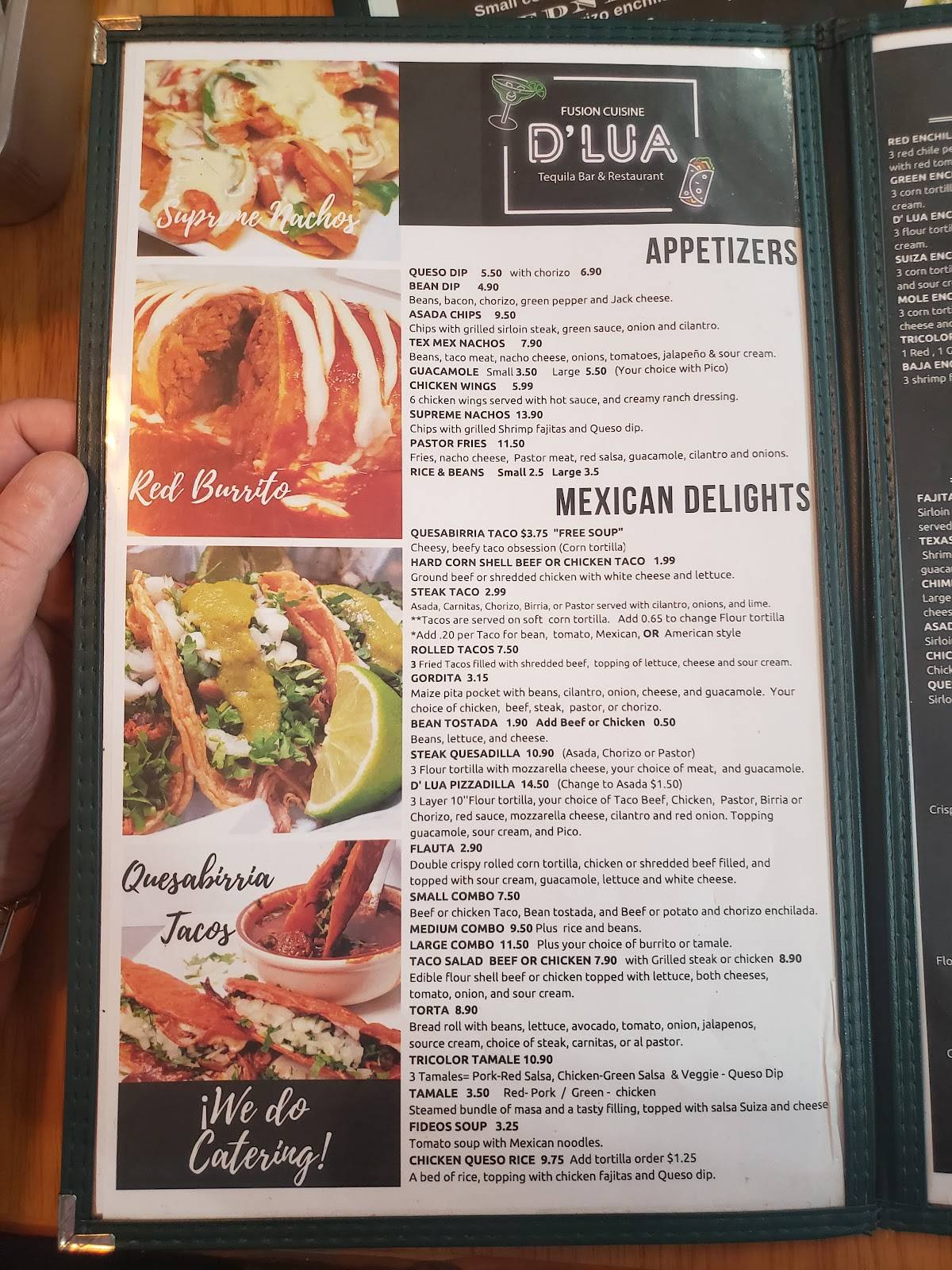 Menu at D'Lua restaurant, Bettendorf