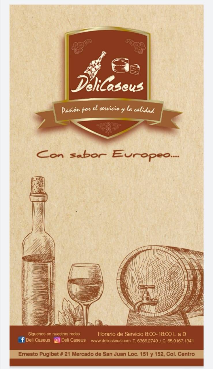 Carta del pub y bar Deli Caseus, Ciudad del México