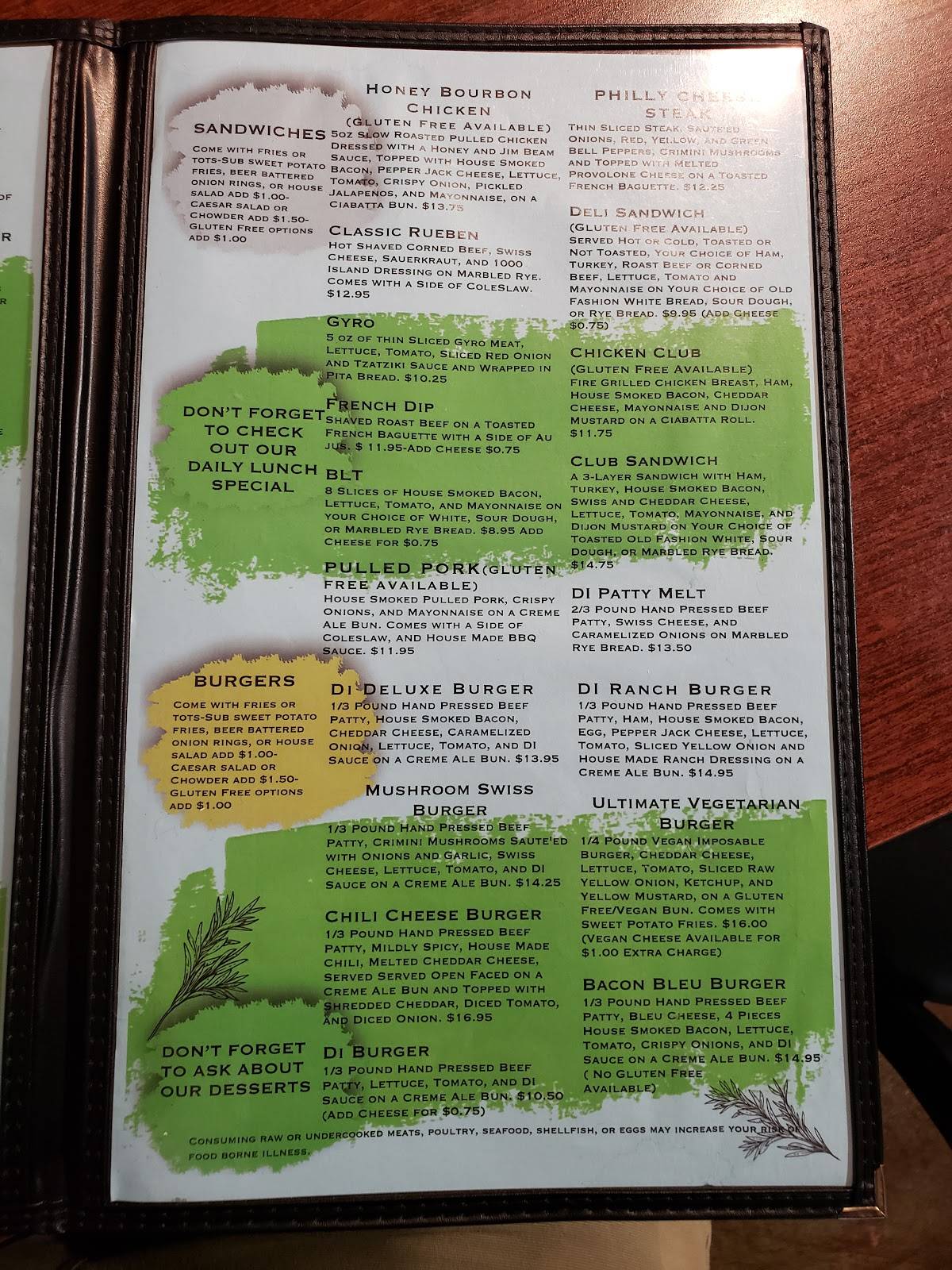 Menu at Desert Inn Sports Bar and Grill, Metolius