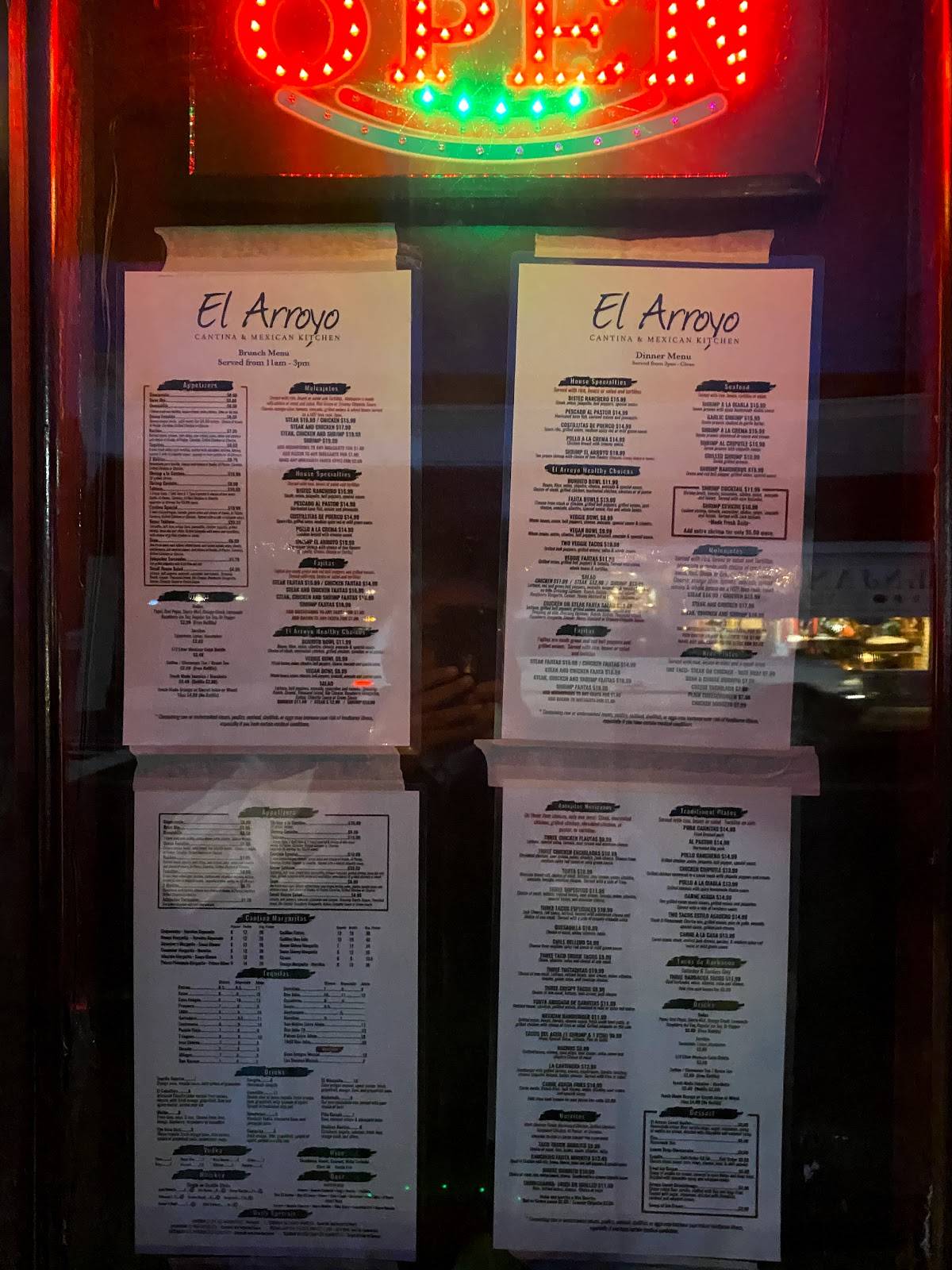 Menu at El Arroyo Cantina & Méxican Kitchen pub & bar, Sonora