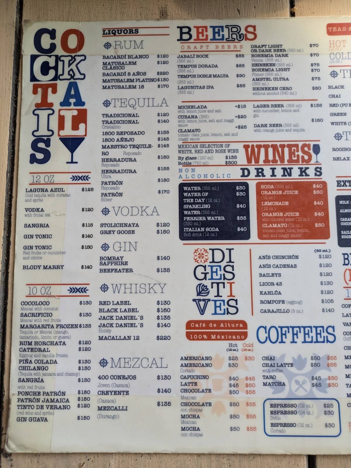 Menu at El Mayor pub & bar, Mexico City, República de Argentina 15