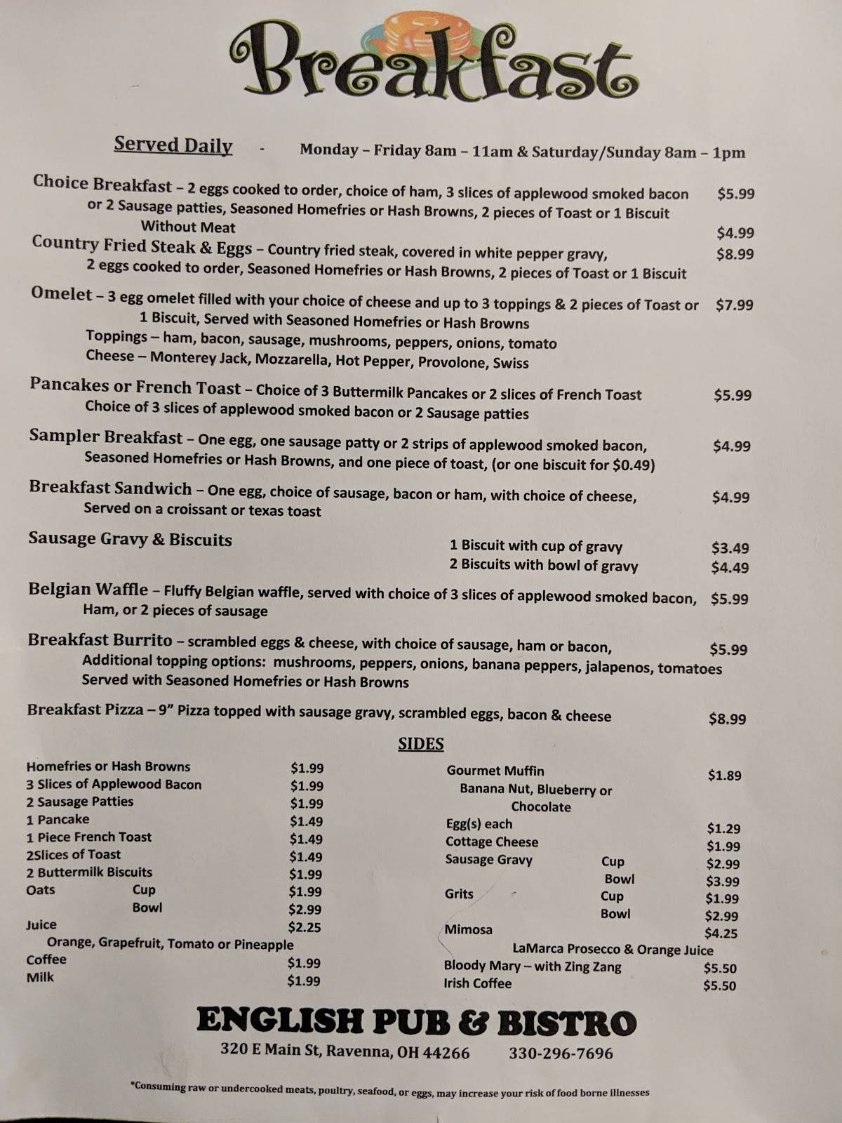 English Pub In Ravenna Ohio | Menu at Tavern 1888 pub & bar, Ravenna ...