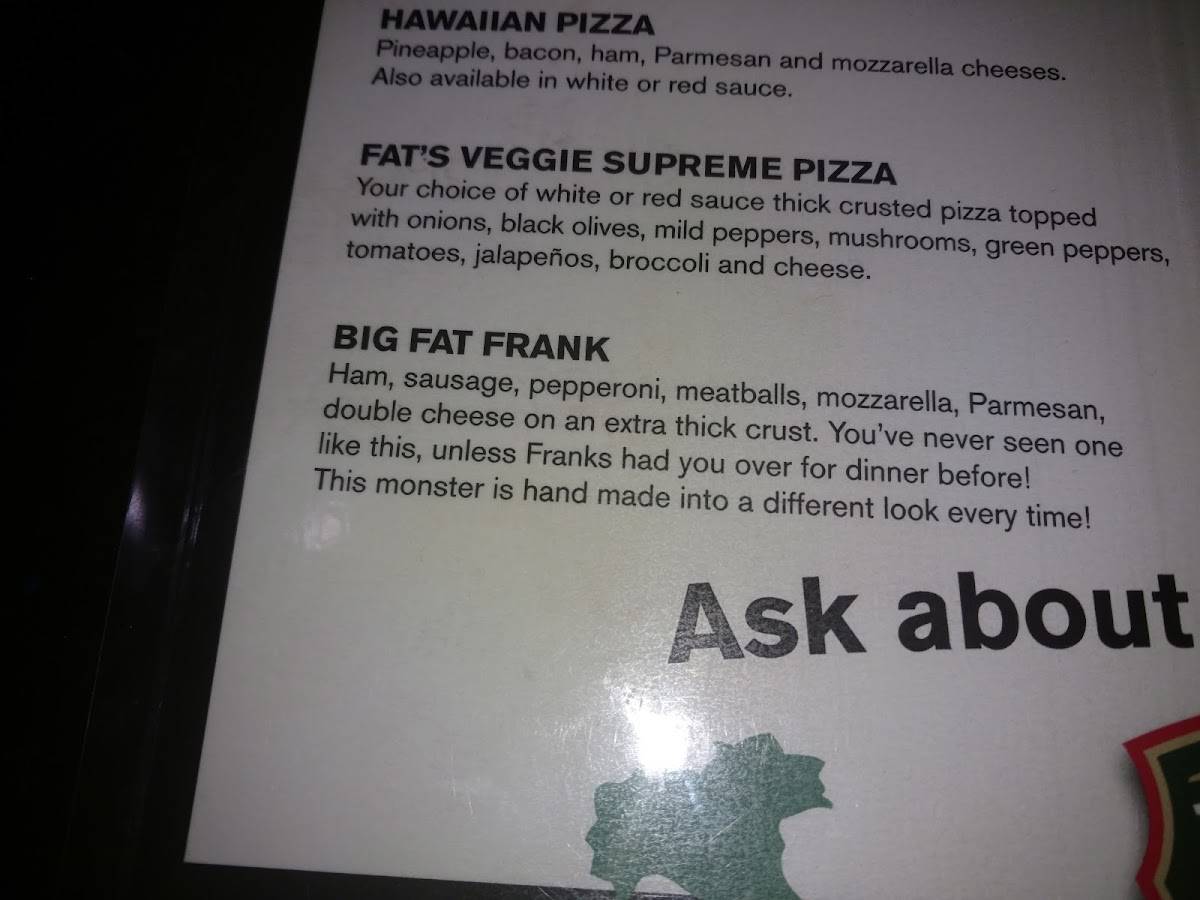 Menu at Frank & Tony's Place pub & bar, Willoughby