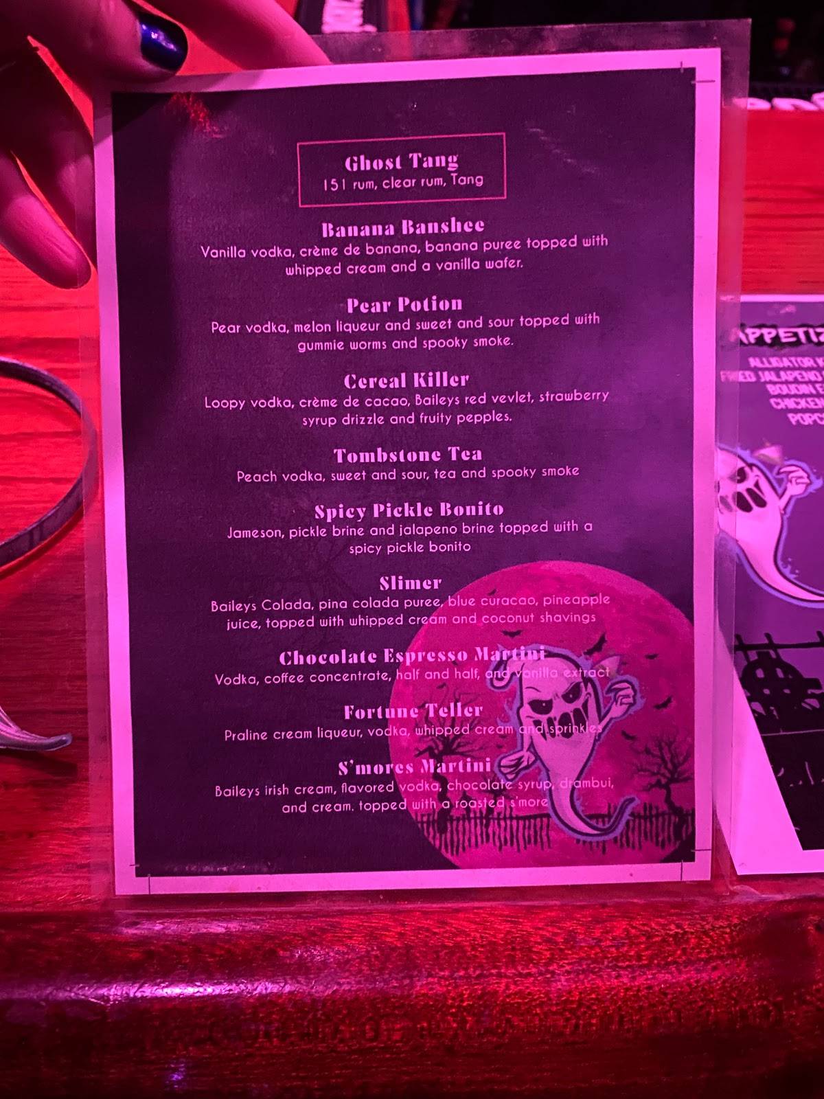 Menu at Ghost Bar, New Orleans