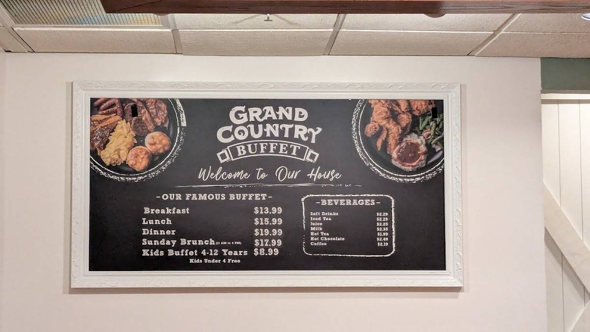 Menu at Grand Country Buffet pub & bar, Branson