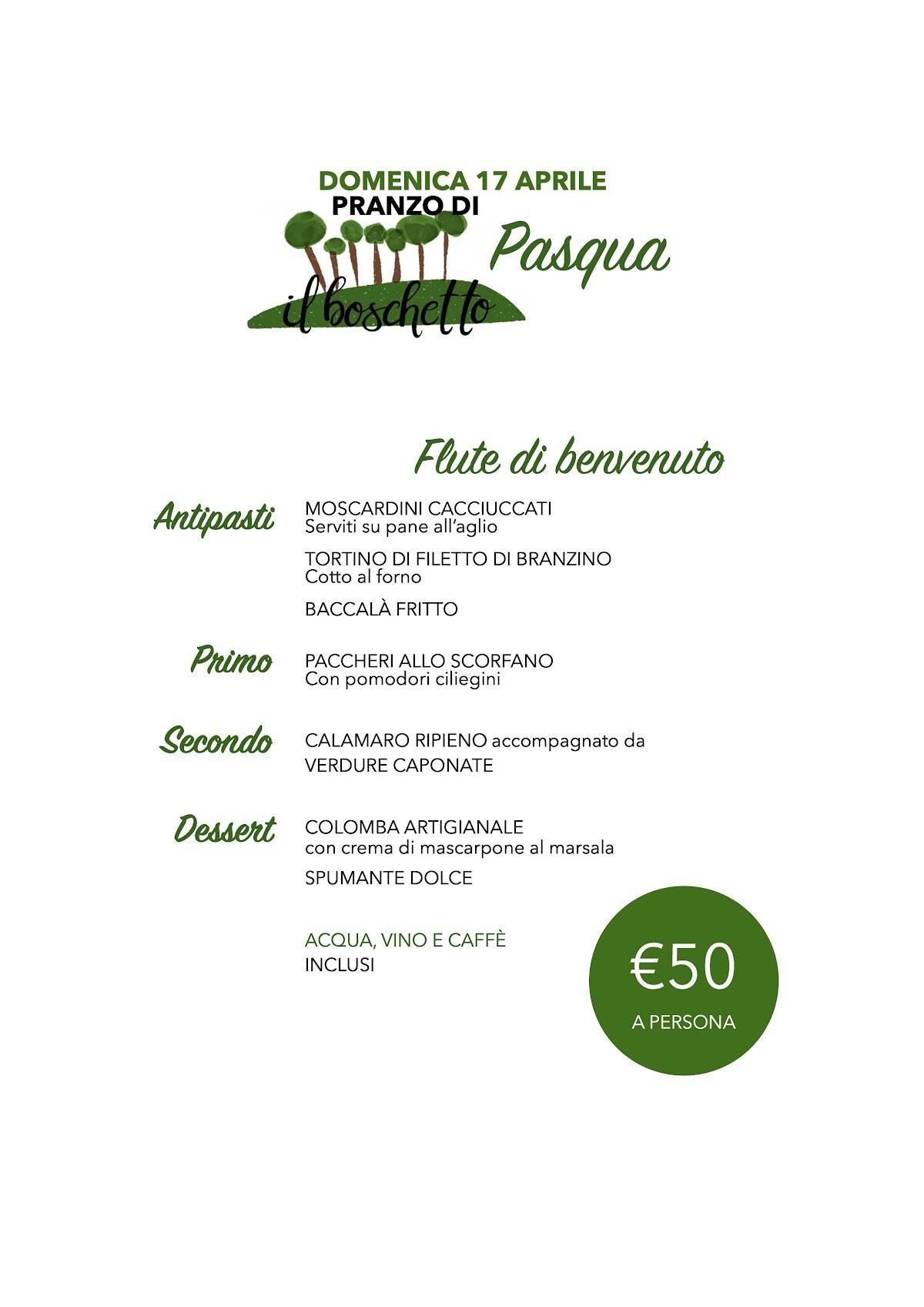 Menu da Ristorante Il Boschetto, Castiglioncello