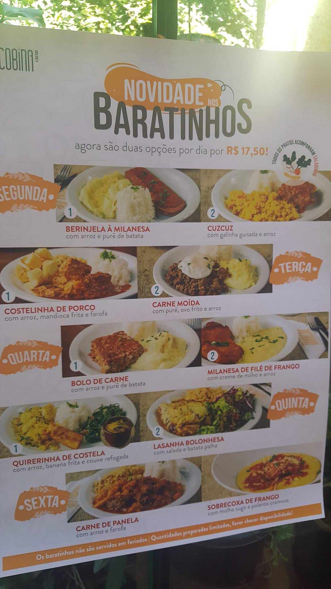 Menu em Jacobina Bar, Curitiba