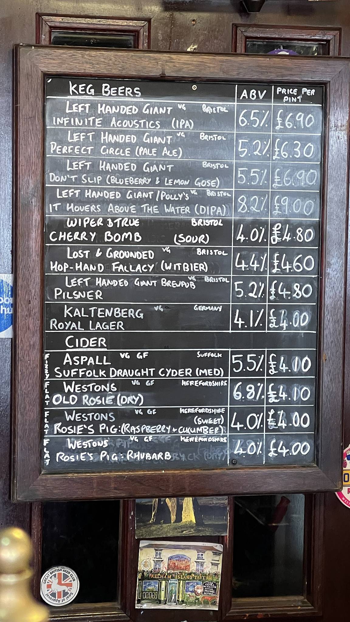 Menu at Kelham Island Tavern pub & bar, Sheffield