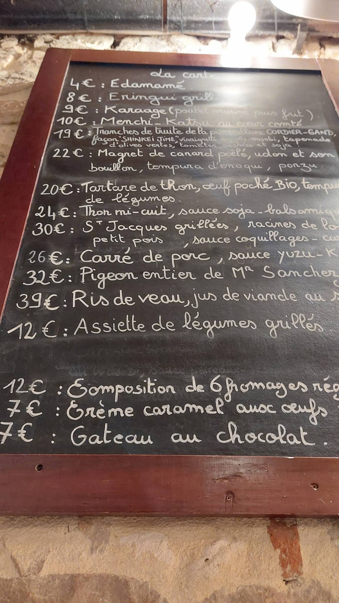 Menu au La Lune pub et bar, Beaune