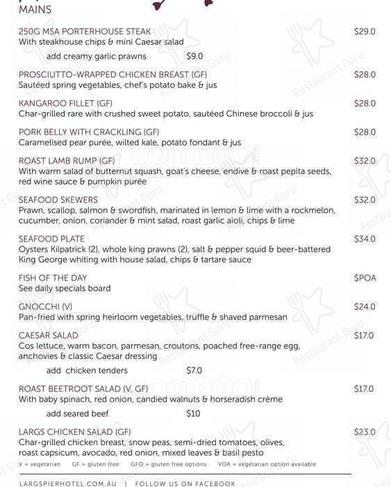 Menu at Largs Pier Hotel pub & bar, Largs Bay