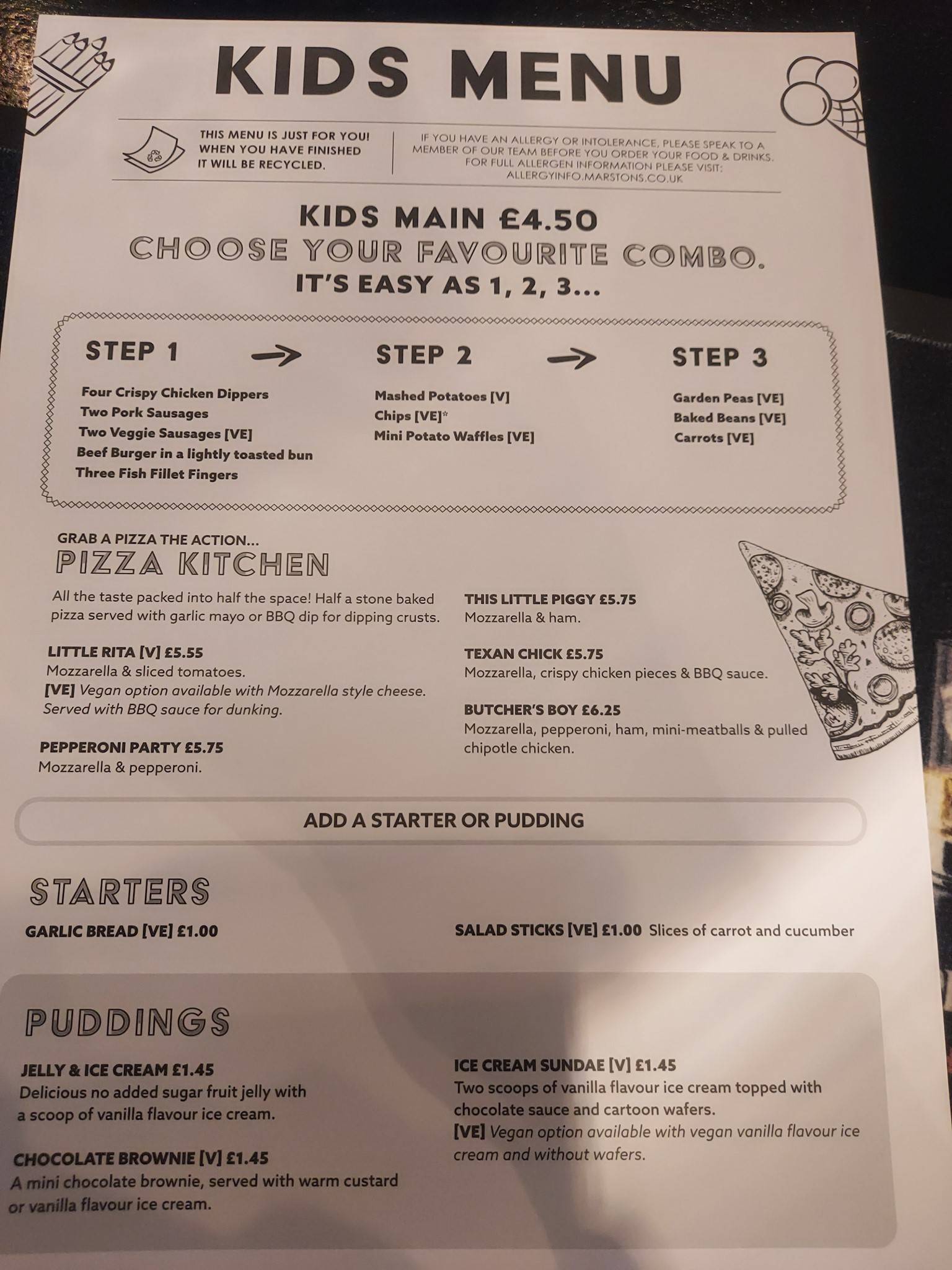 Menu at Longacre pub & bar, Saltburn-by-the-Sea